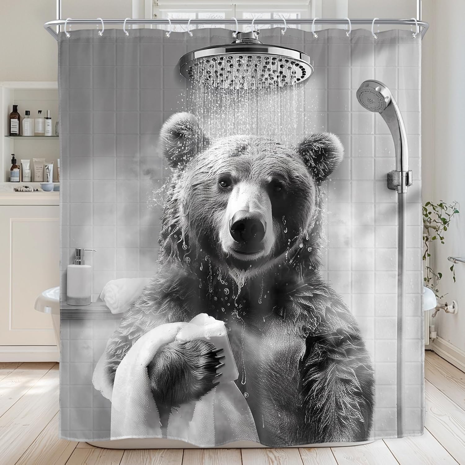 Amazon.com: AMBZEK Funny Bear Shower Curtain 60Wx72L Inch Animal ...