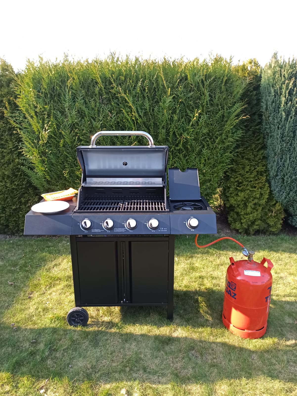 Ribelli® Gasgrill Grillwagen BBQ Edelstahl-Brenner + Seitenkocher Gas ...
