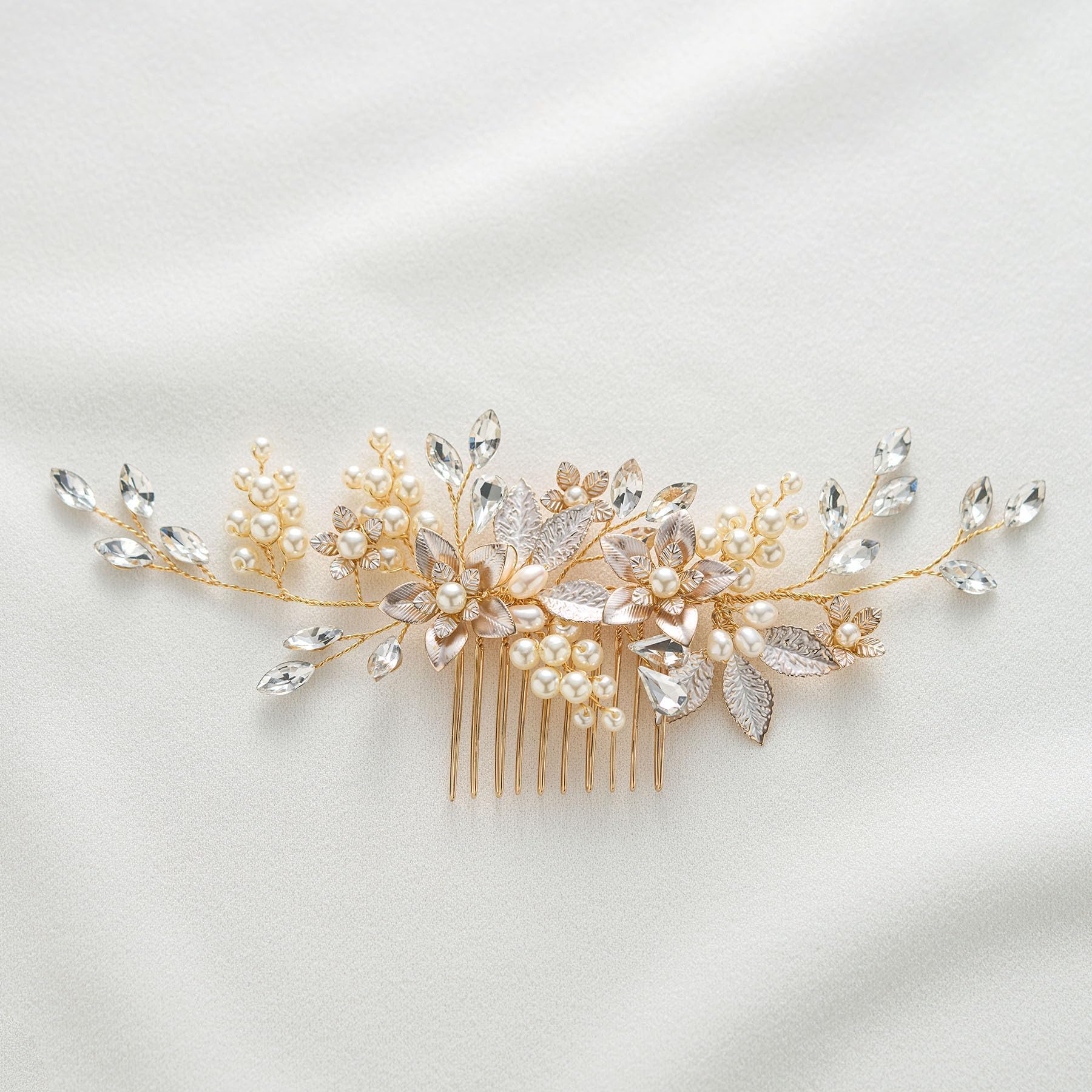 Amazon.com : BERYUAN Bridal Hair Comb Set Gold Flower Hair Comb for ...
