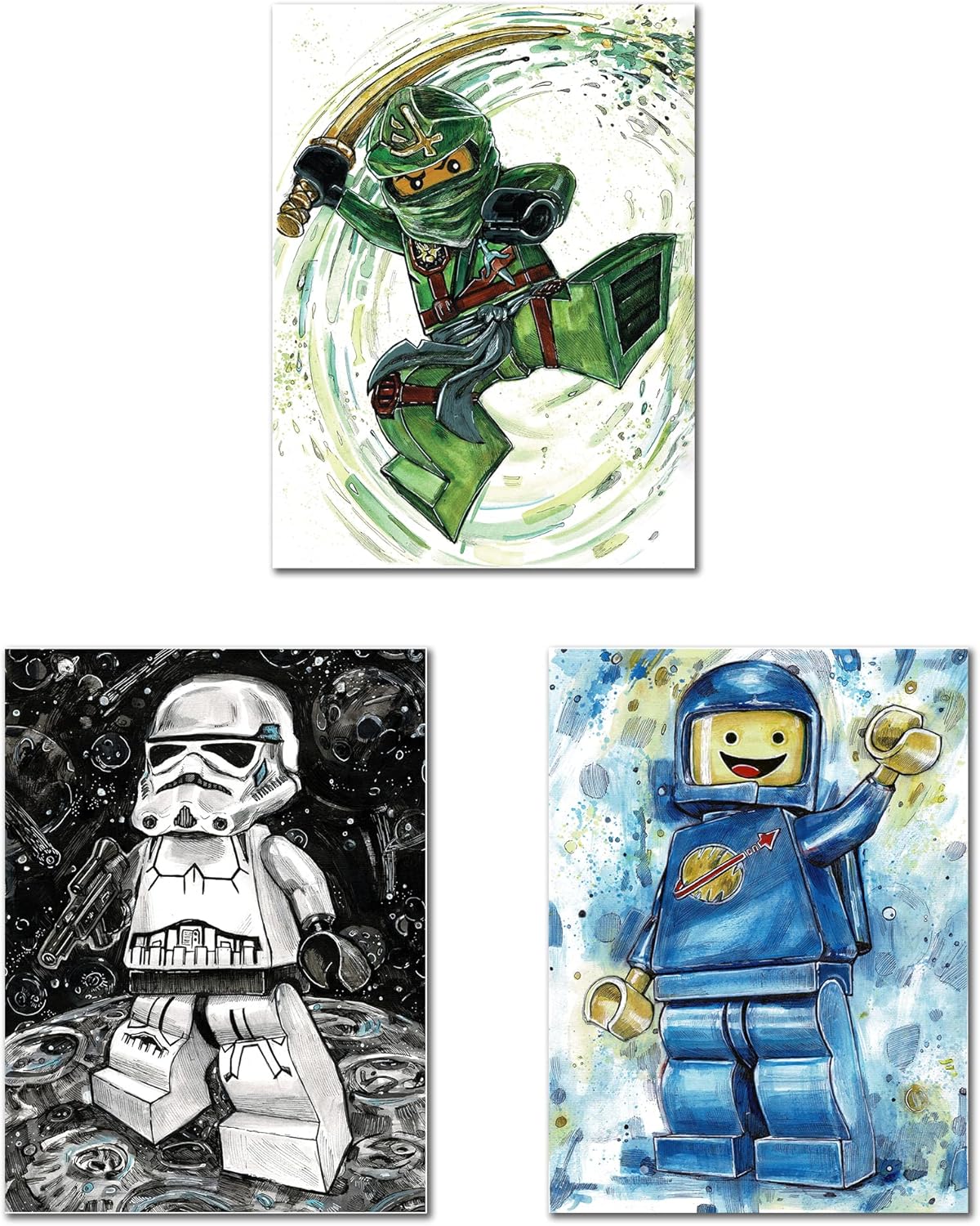 Amazon.com: 4LittleHeroes,Legos Style Characters, Posters for Boys Room ...