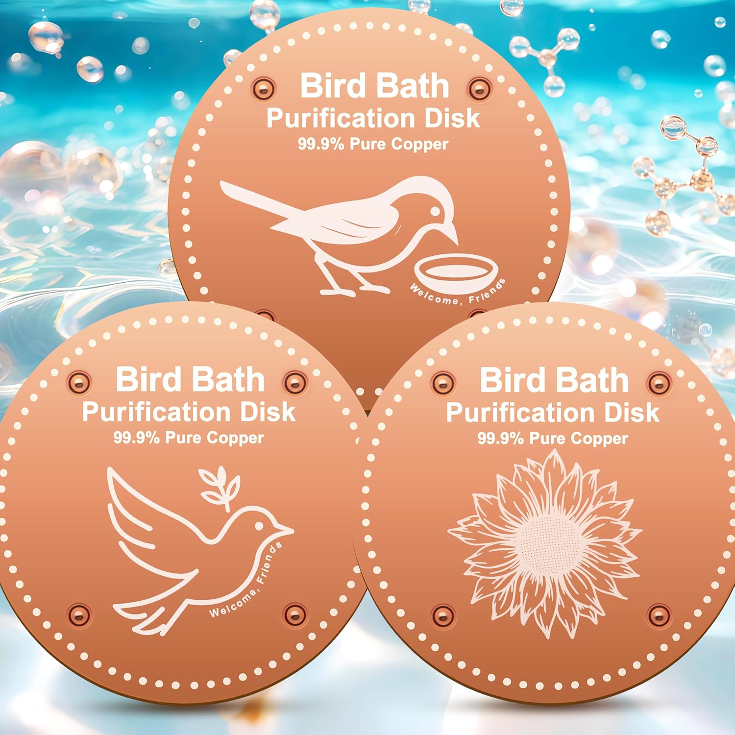 Amazon.com : OICEME Bird Bath Purification Disk Pure Copper Outside ...