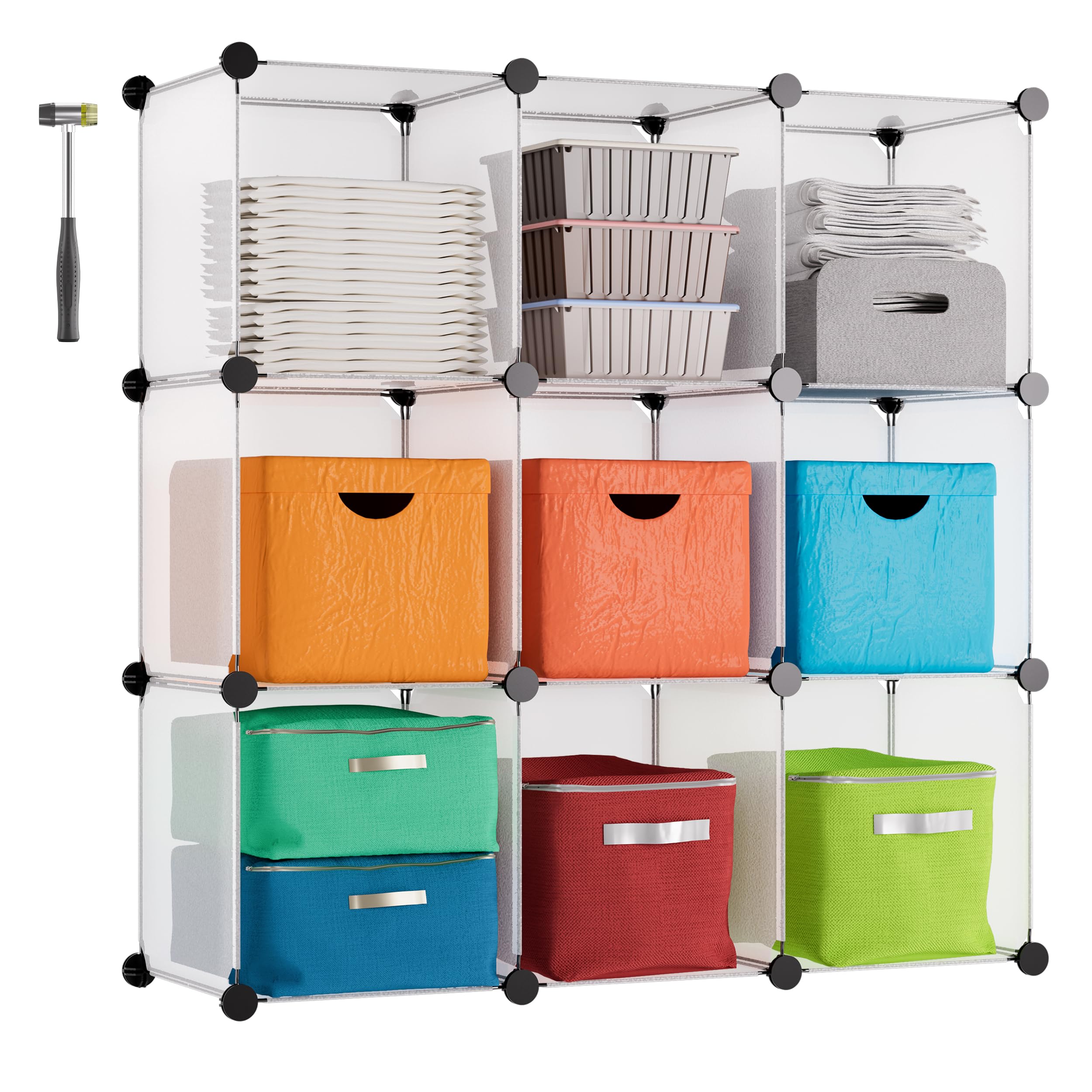 Snapklik.com : Plastic Cube Storage, 9 Cube Closet Storage Cubes, DIY ...