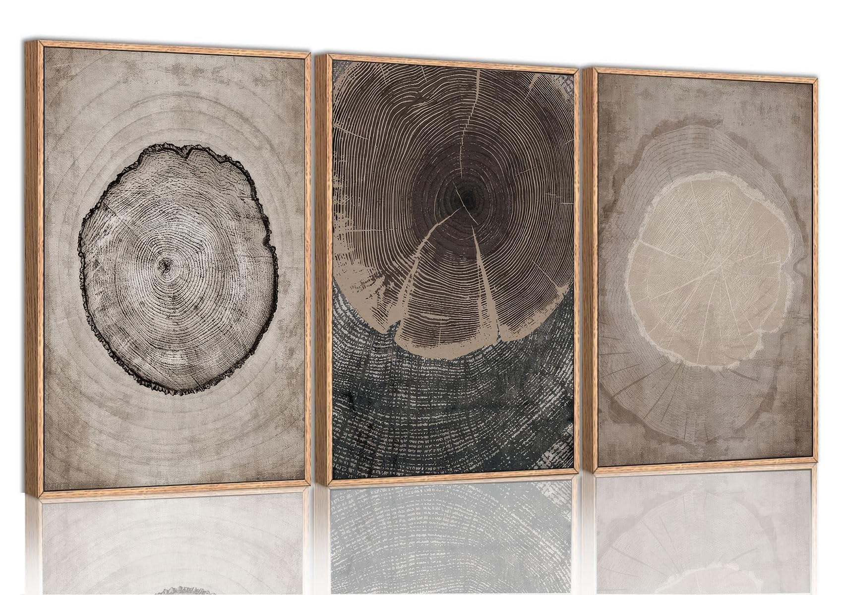 Amazon.com: okudolit Tree Rings Canvas Wall Art Set Large Framed Modern ...