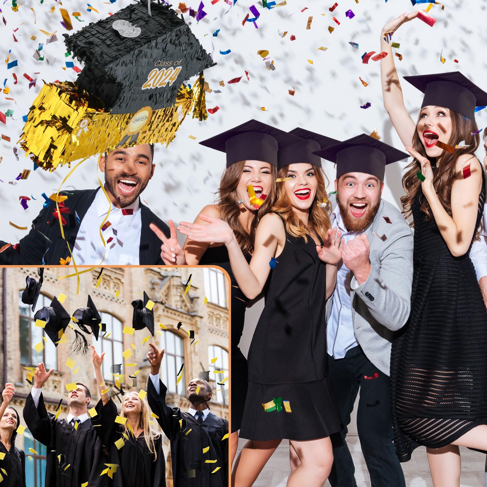 Foilswirl 2024 Graduation Pinata 15.75 Inch Congrats Grad Cap Pinata ...