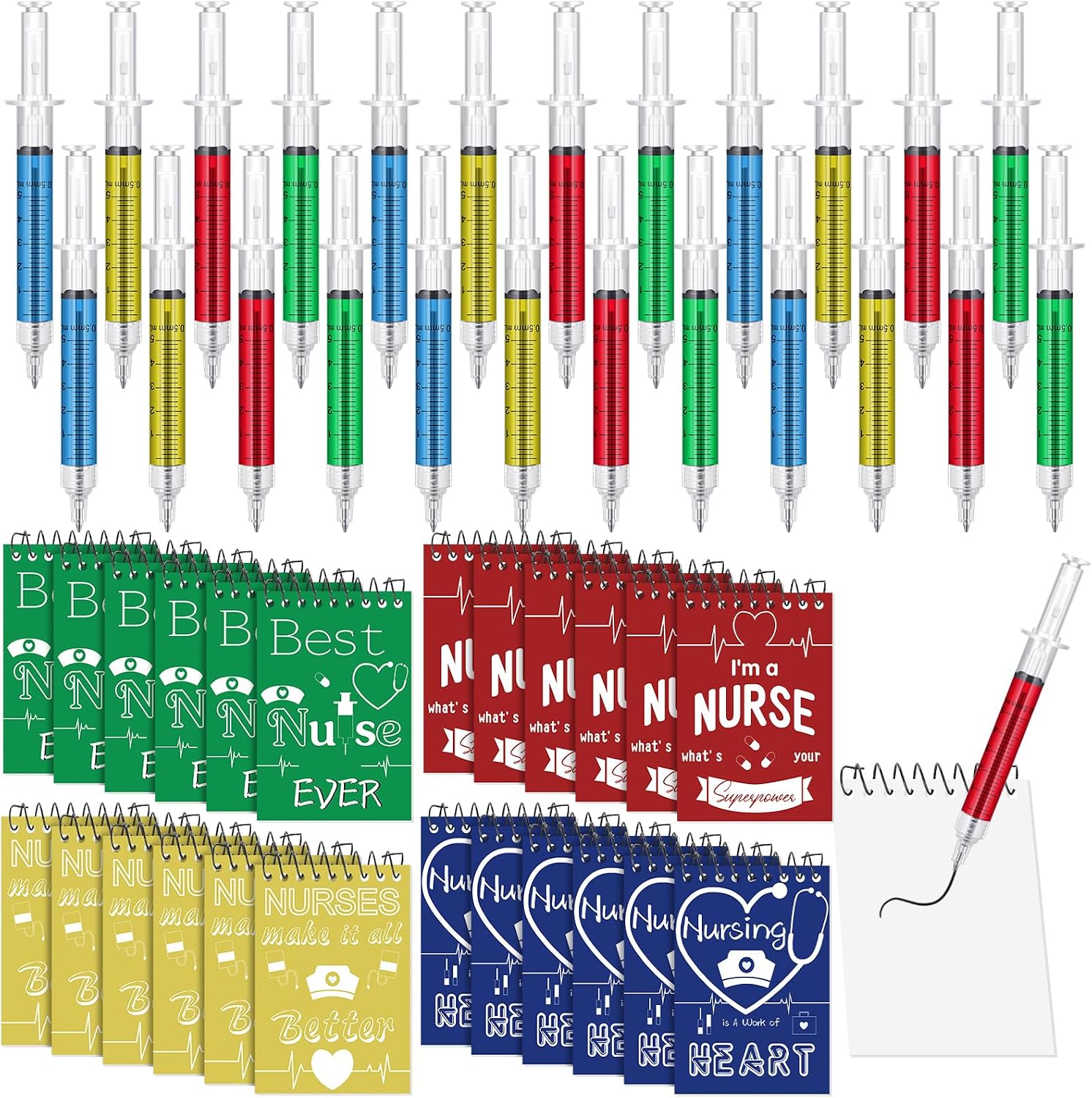 Amazon.com: Qeeenar 48 Pcs Syringe Pen Spiral Nurse Notepad 24 Novelty ...