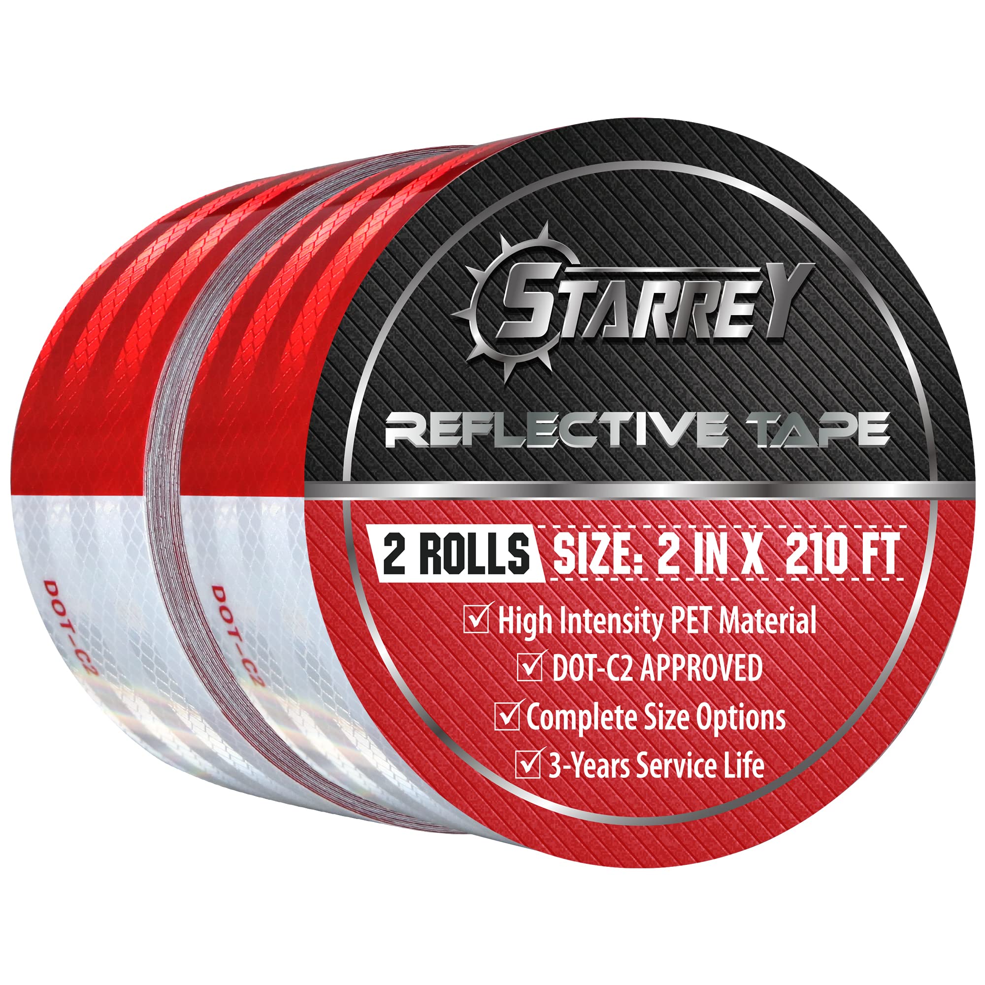 Starrey Reflective Tape Outdoor Red White 2 in X 210 FT Waterproof Self ...
