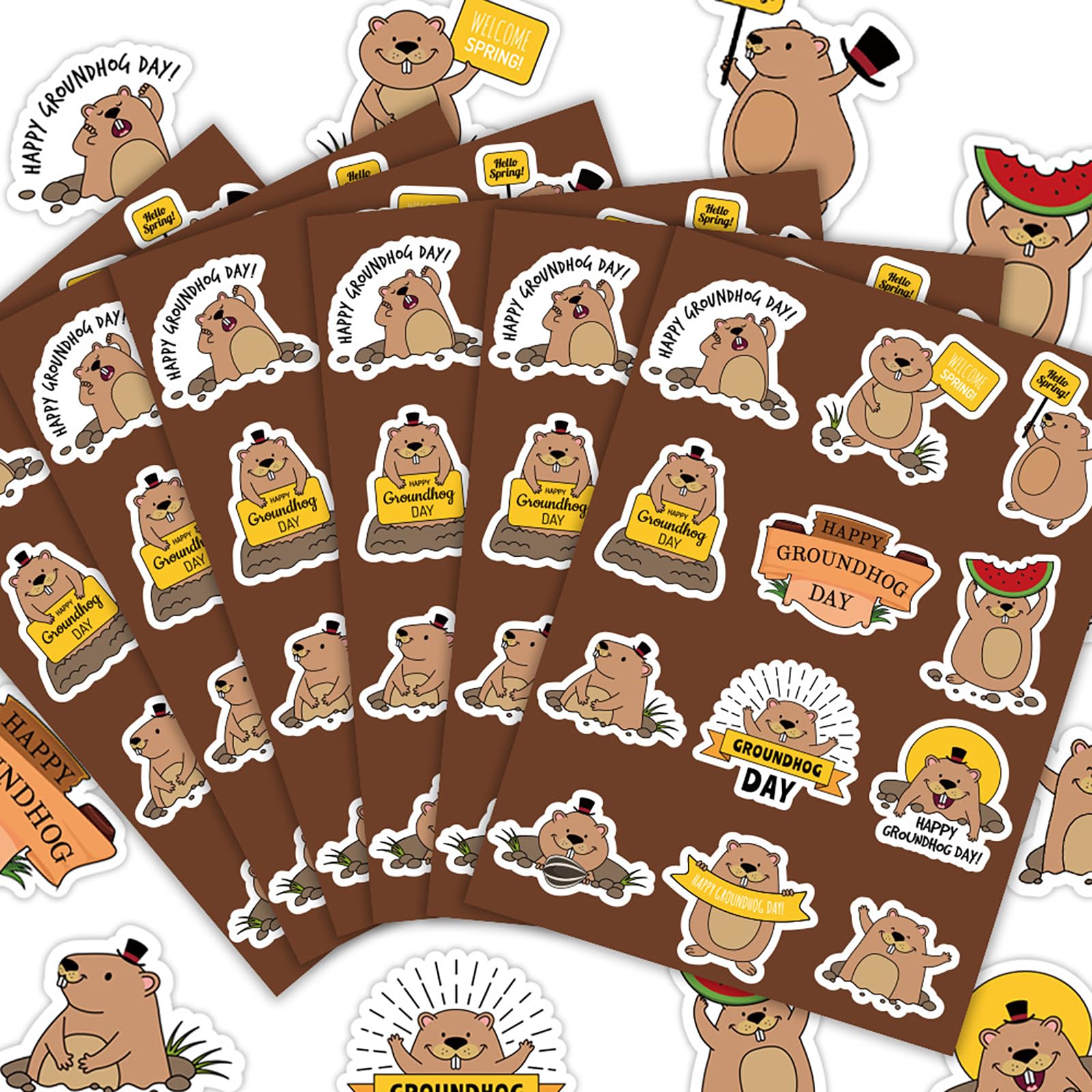 Amazon.com: 120Pcs Groundhog Stickers Happy Groundhog Day Sticker ...