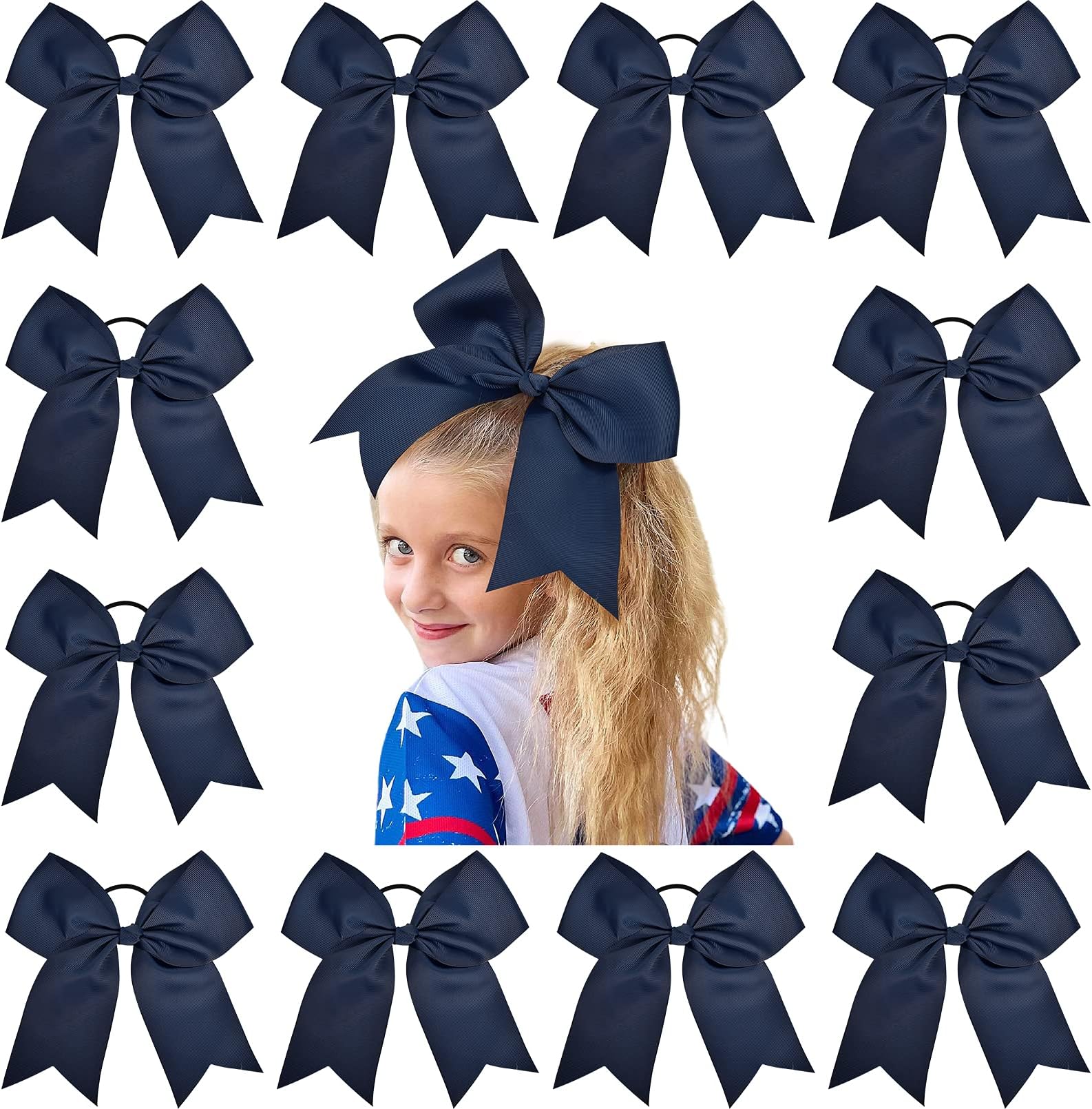 Amazon.com : 12 Pcs Large Cheer Bows 8" Bulk Hair Bow Accessories with ...