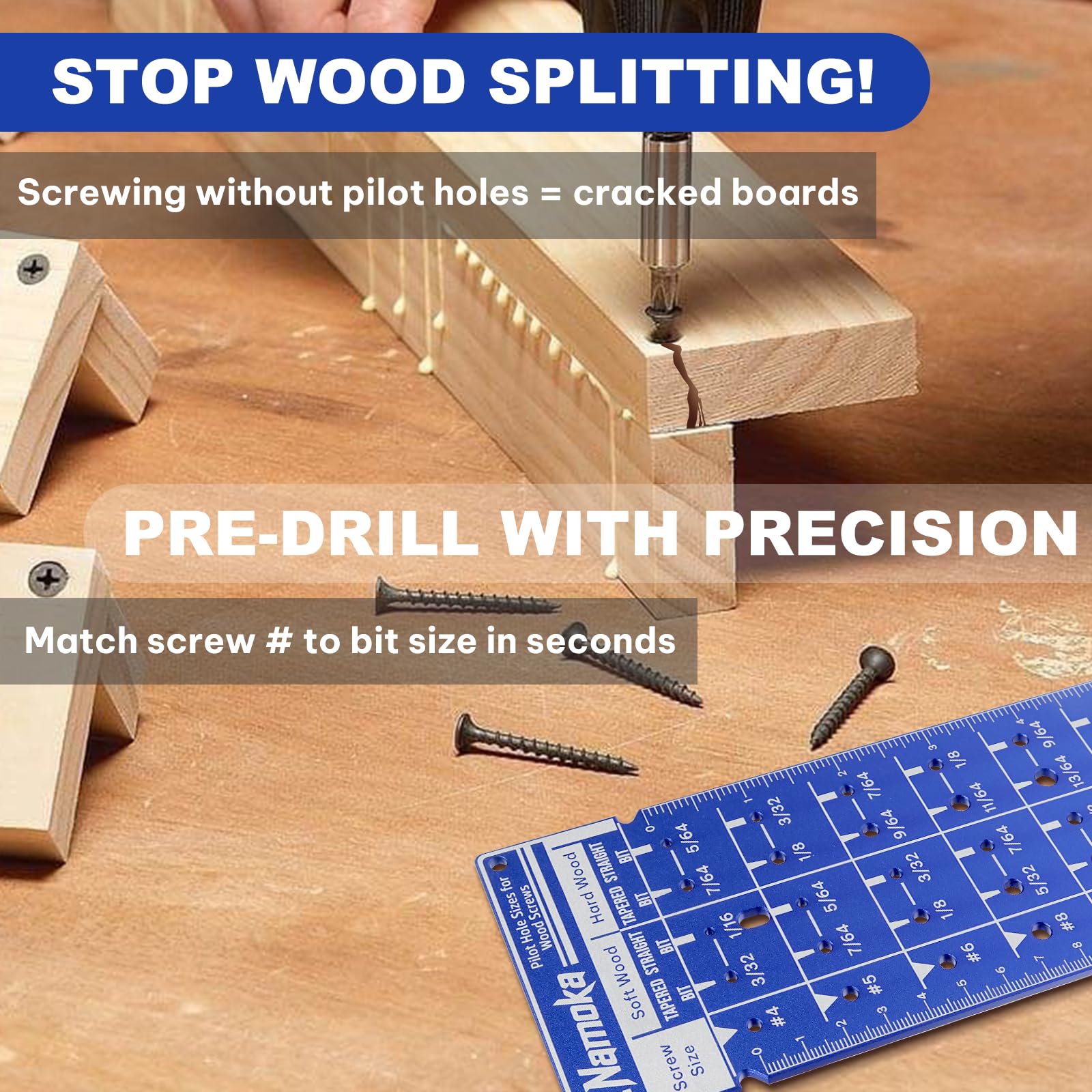 Snapklik.com : NAMOKA Screw Size Chart & Drill Bit Gauge - Laser-Etched ...