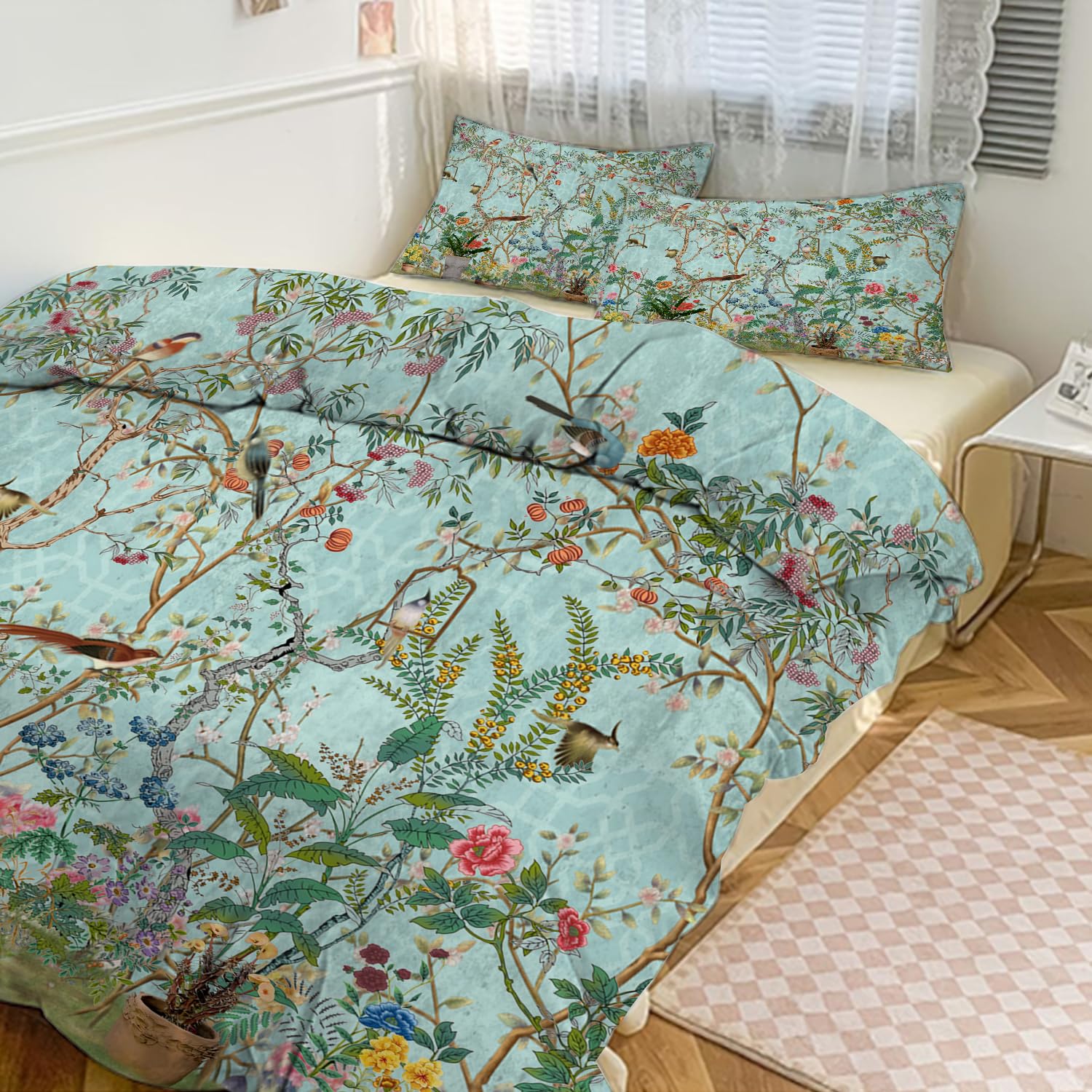 Amazon.com: MSSHUKYTT Abstract William Morris Floral Bird Duvet Cover ...