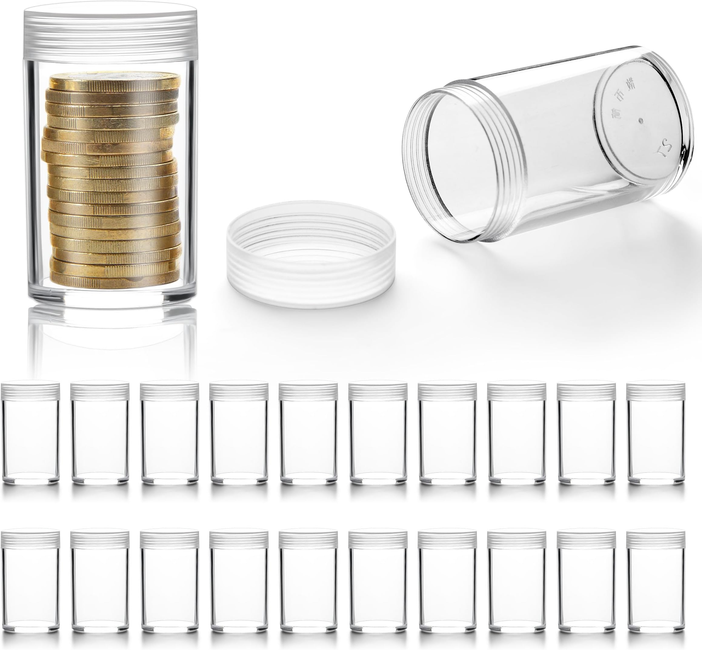 Amazon.com : Lesnala 20Pcs Plastic Coin Tubes Coin Storage Tubes ...