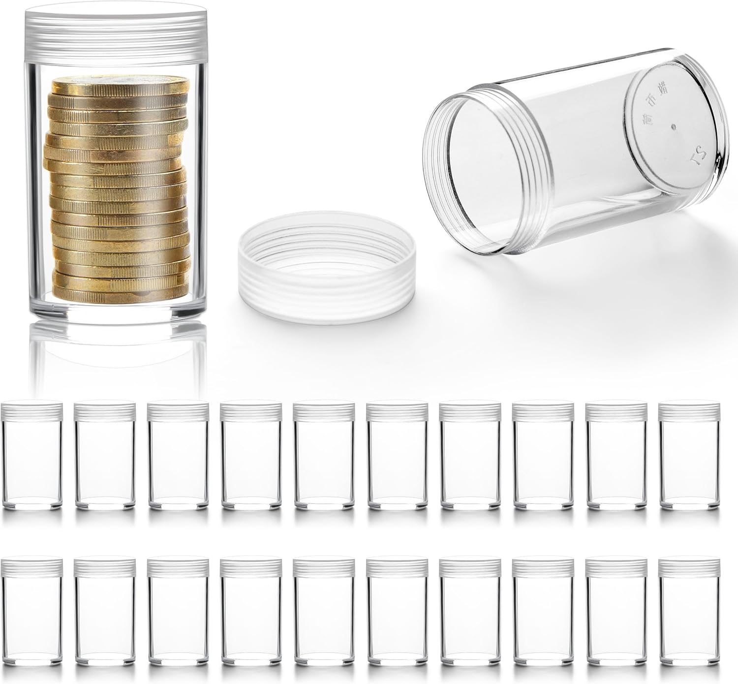 Amazon.com : Lesnala 20Pcs Plastic Coin Tubes Coin Storage Tubes ...