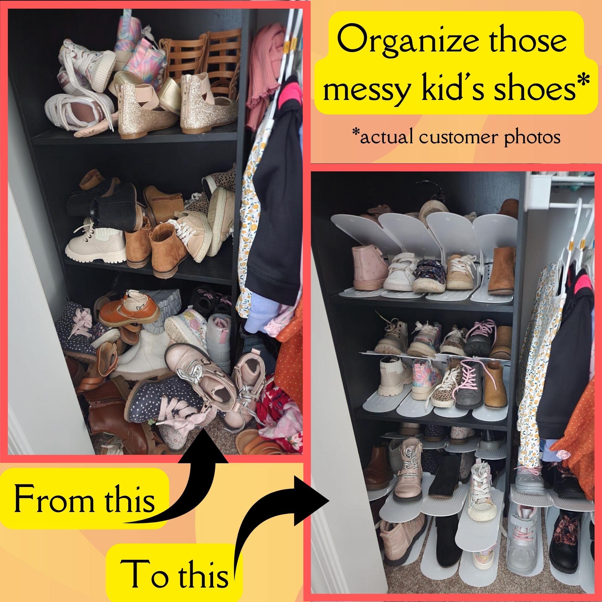 Adjustable Shoe Stackers [20PK] - Dorm Organization - Double Deck Shoe ...