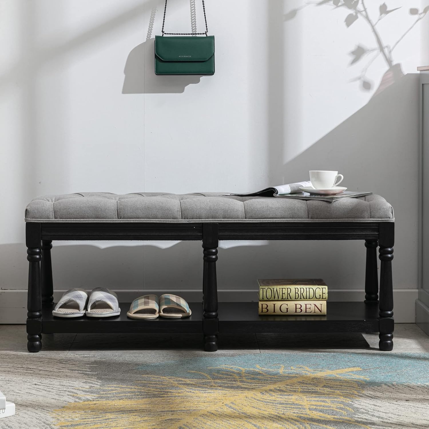 Amazon.com: chairus Storage Bench 45.5 "W Extra-Long Button Tufted ...