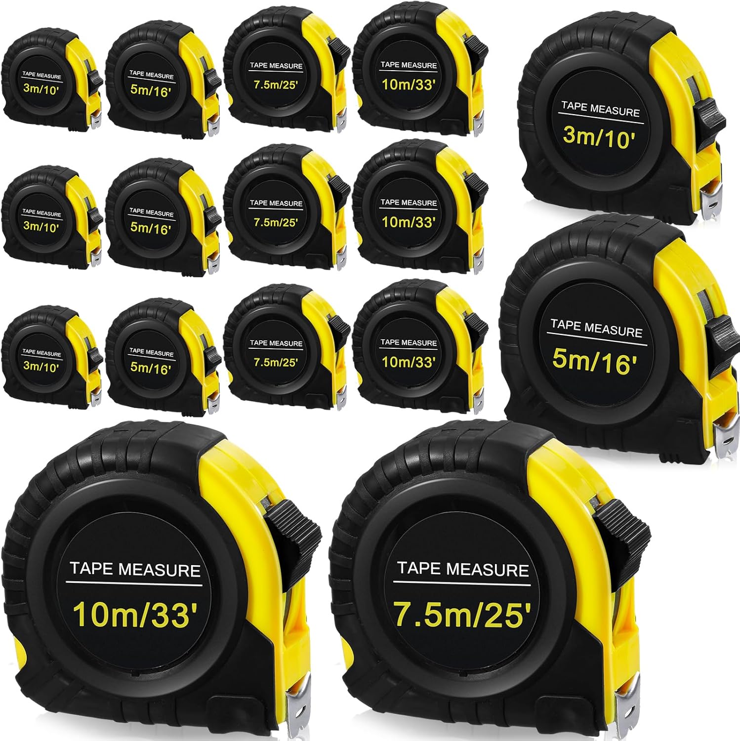 Jetec 12 Pcs Tape Measure Set 33ft, 25ft, 16ft, 10ft Retractable ...