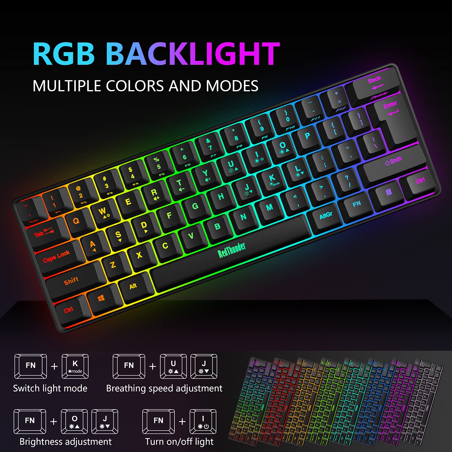 Buy RedThunder 60% Gaming Keyboard and Mouse Combo, Ultra-Compact 61 ...