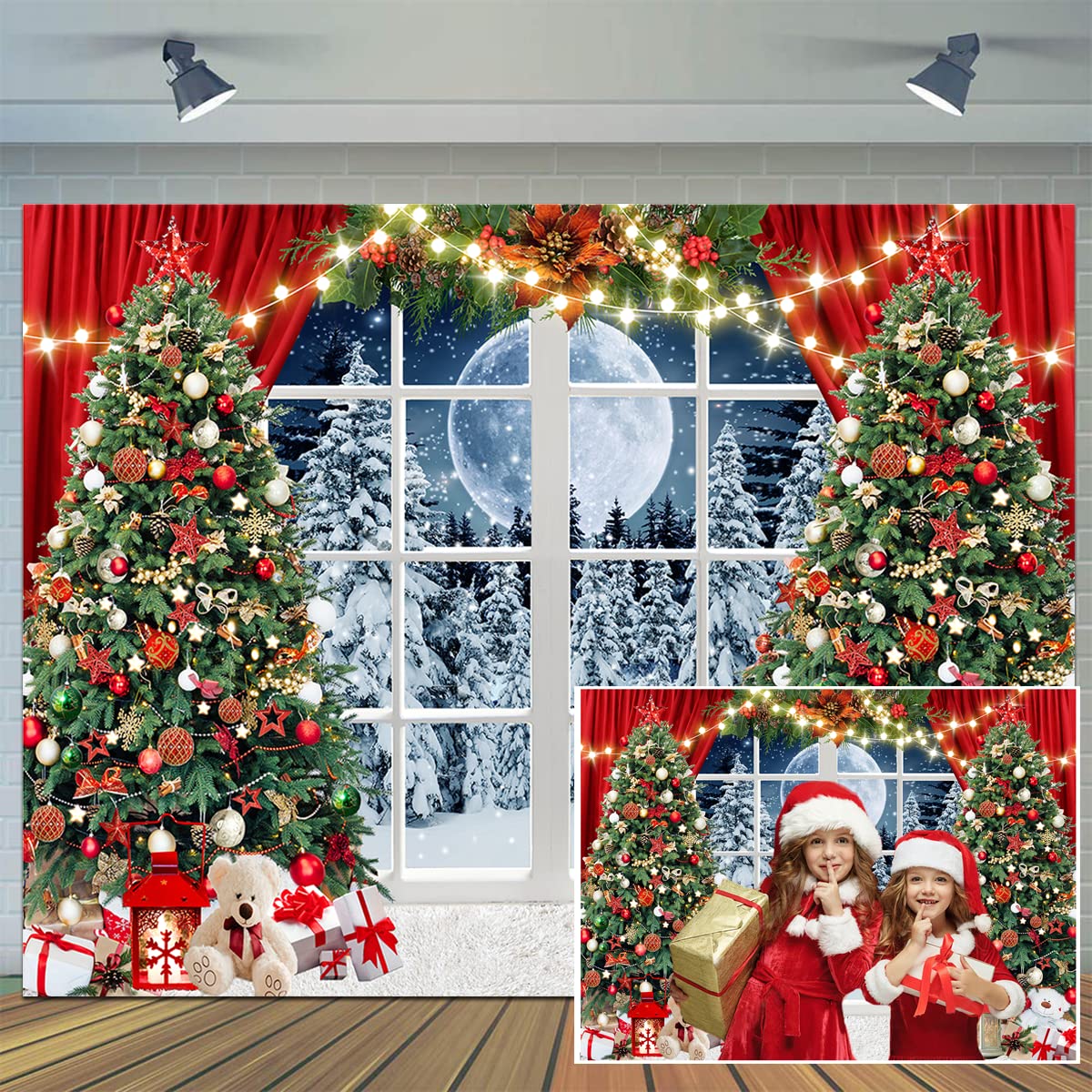 Amazon.com : CYLYH 8x6ft Christmas Window Backdrop for Photography ...