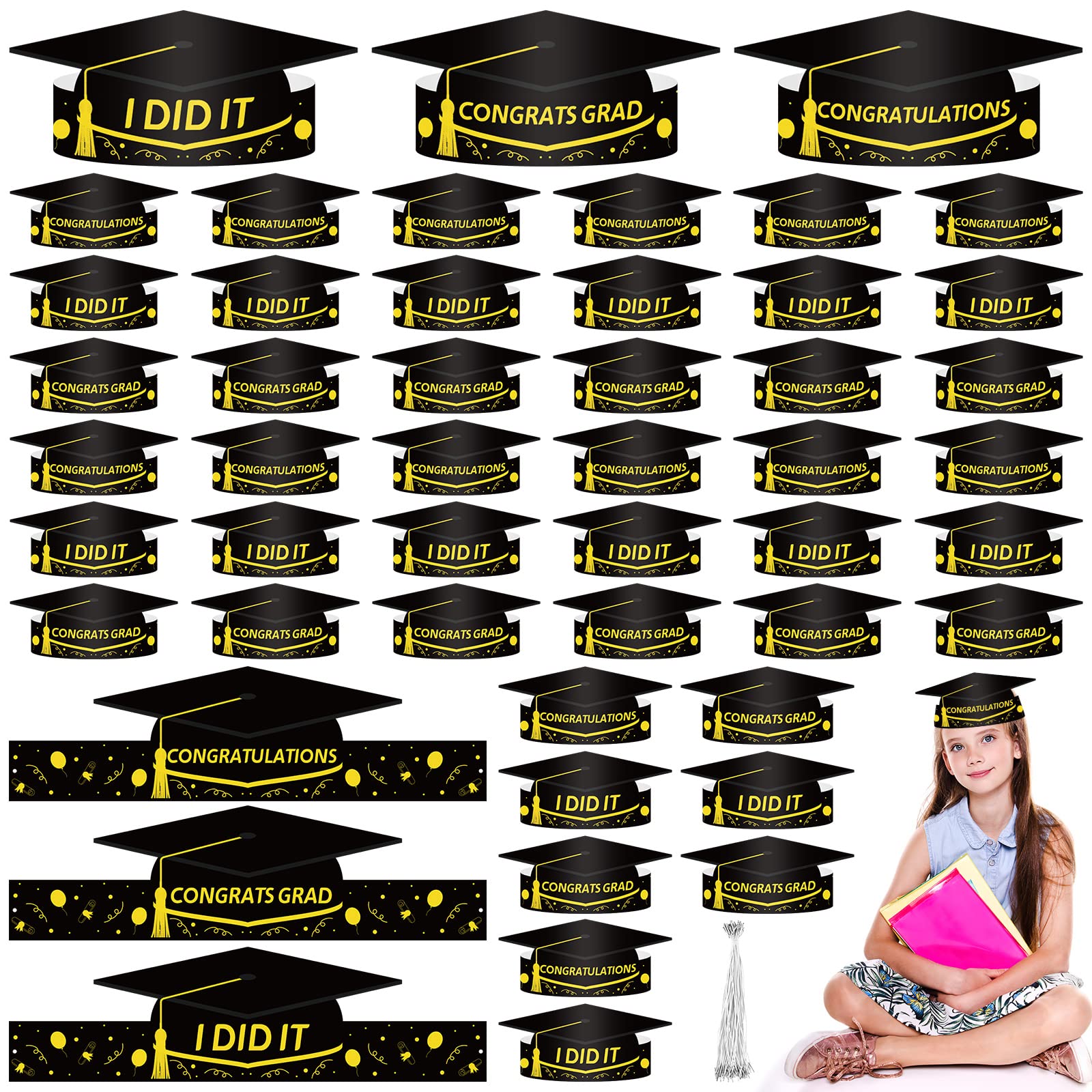 Buy MototoI DID IT Mini Graduation Caps Graduation Cap Bottle Toppers ...