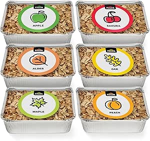 Amazon.com : FIREZIK Wood Smoking Chips - Set of 6 Aluminium Boxes - Peach, Oak, Apple, Cherry ...