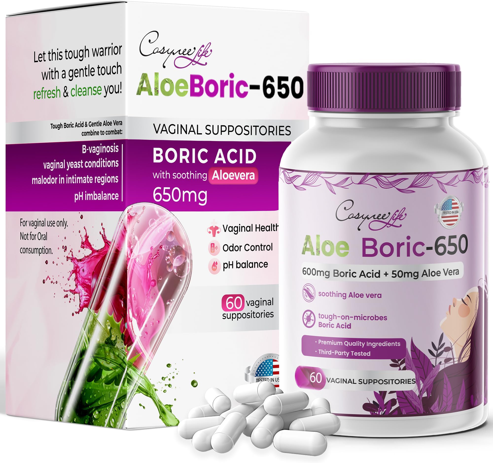 Amazon.com: Nutricost Boric Acid 600mg, 60 Capsules - Vaginal ...