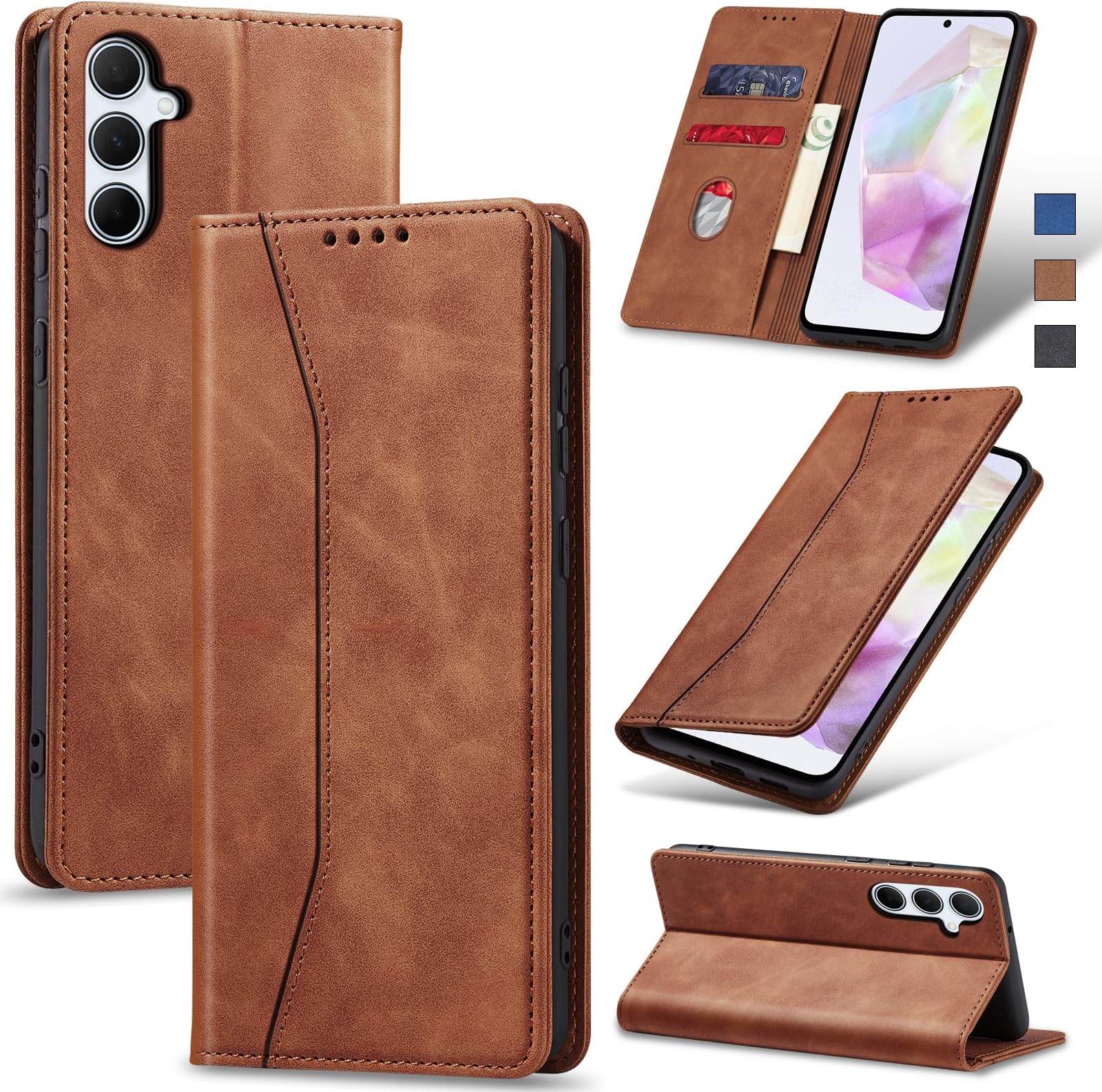 Jasonyu Case for Samsung Galaxy A35 5G Leather Wallet Flip Cover with ...