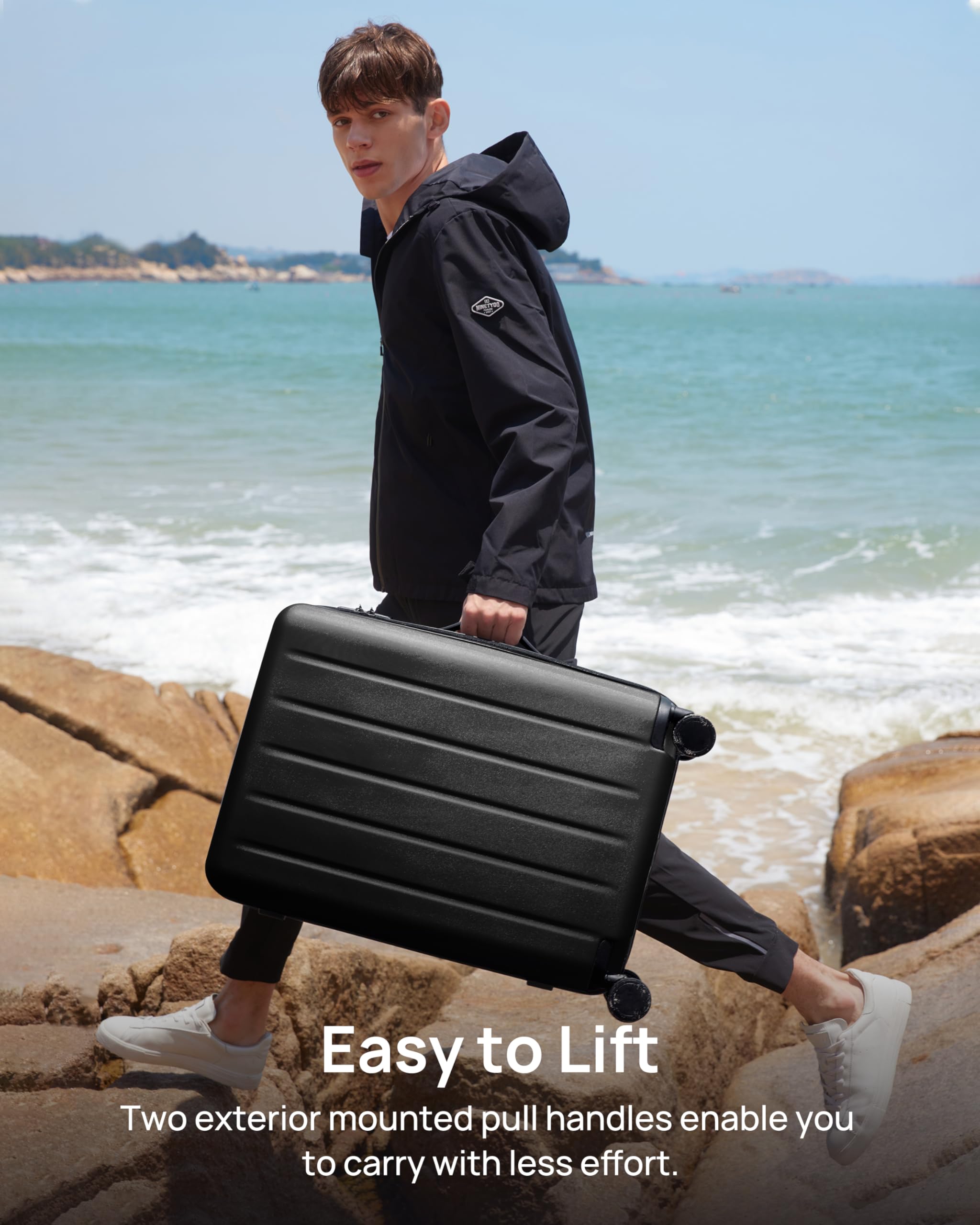 NINETYGO Checked Luggage 24 inch, Suitcases with Wheels, Hard Shell ...