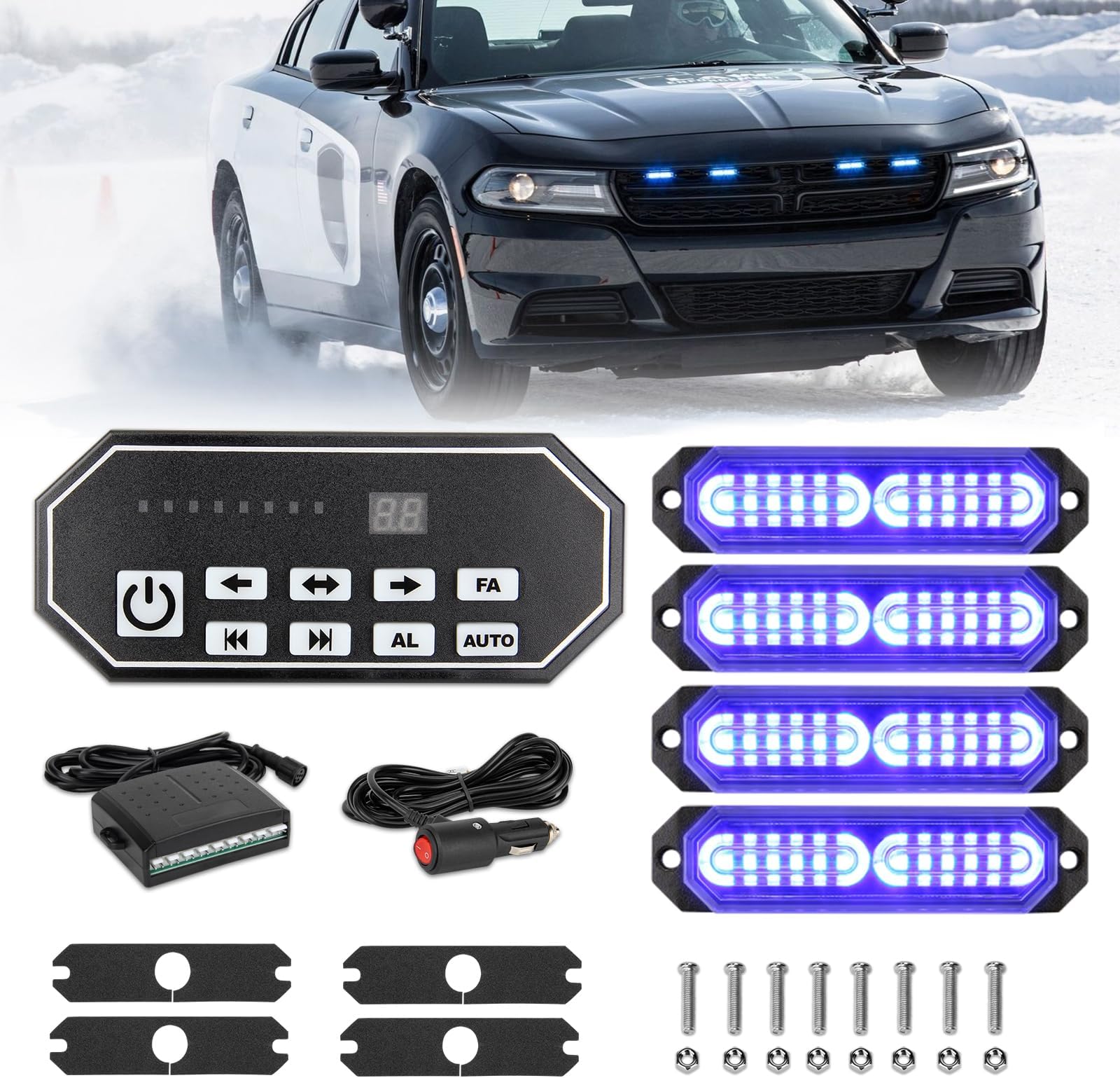 DEFVNSY - Pack of 4-6 LED Strobe Car Warning Light Bar Vehicle ...