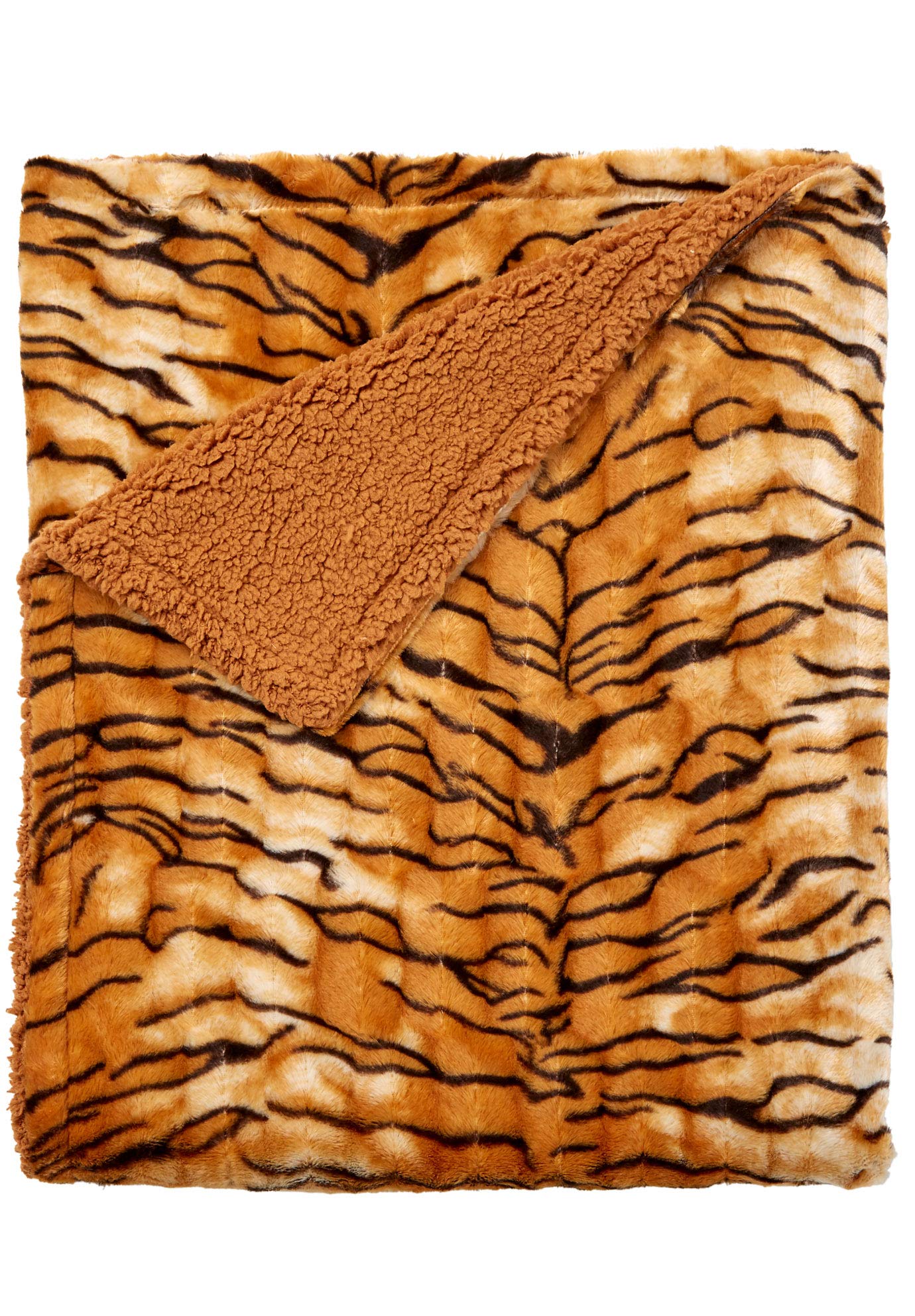 Amazon.com: BrylaneHome Faux Fur Animal Print Throw - Tiger Print ...