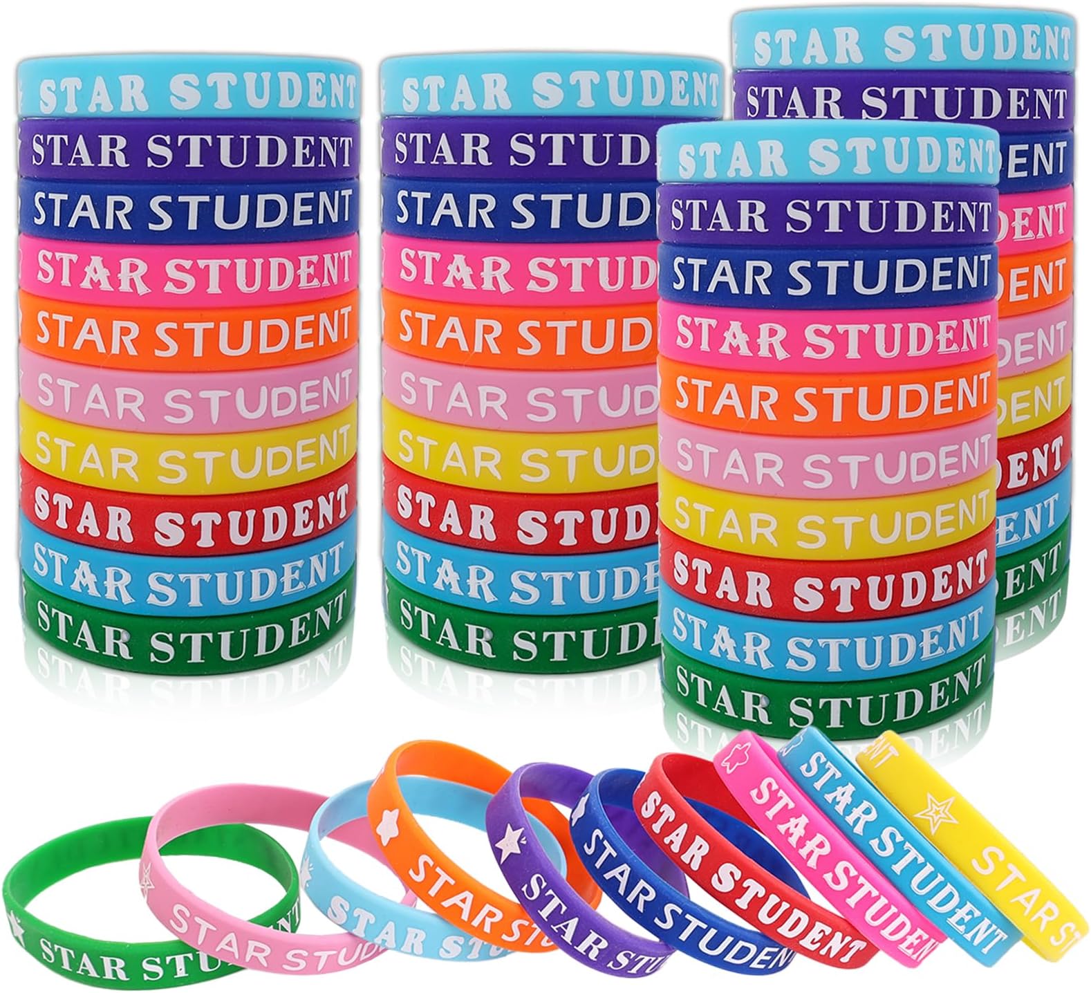 Amazon.com : Civaner 100 Pcs Star Student Wristbands Fancy Reward ...