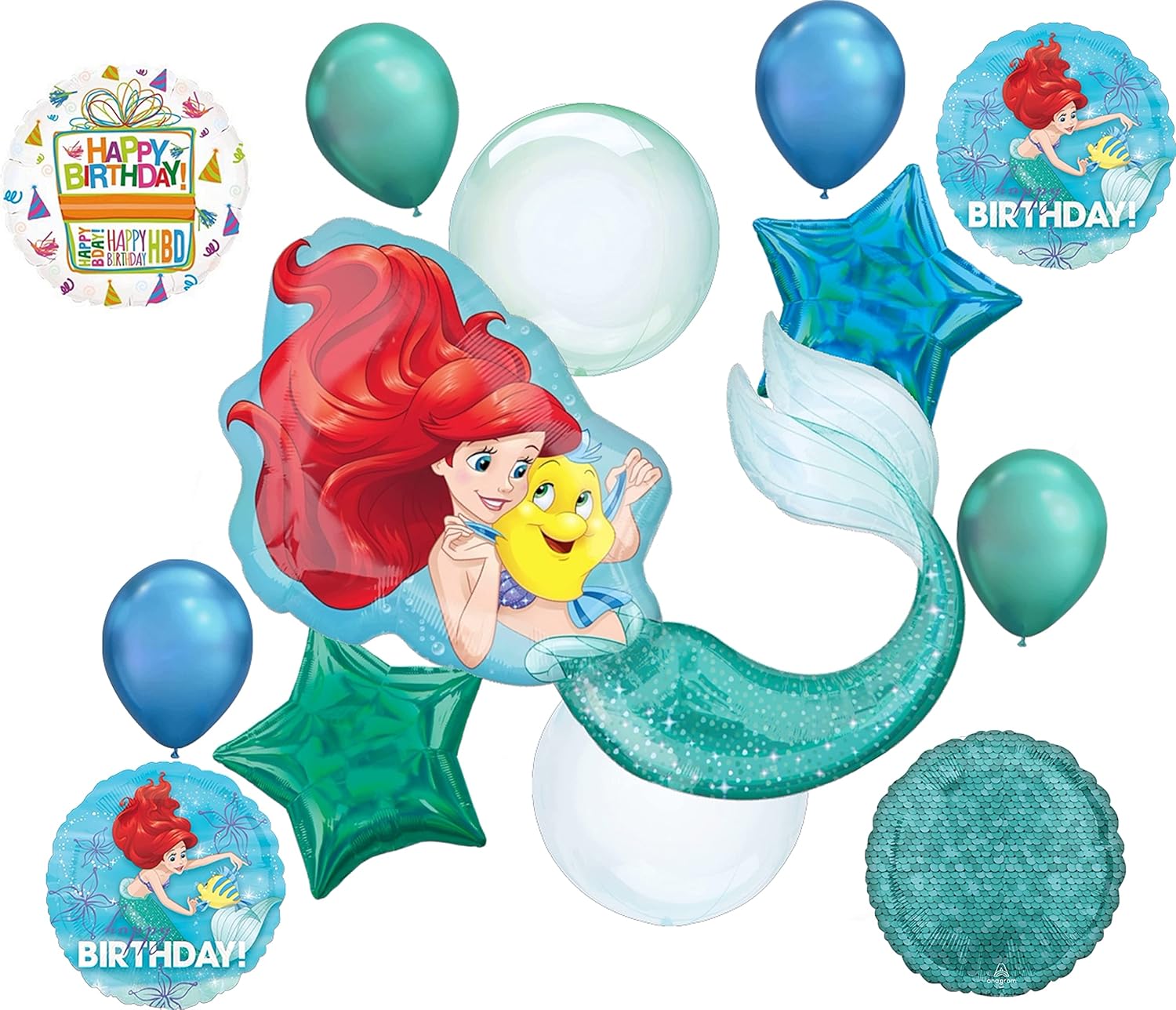 Amazon.com: Little Mermaid Party Supplies Princess Ariel Happy Birthday ...