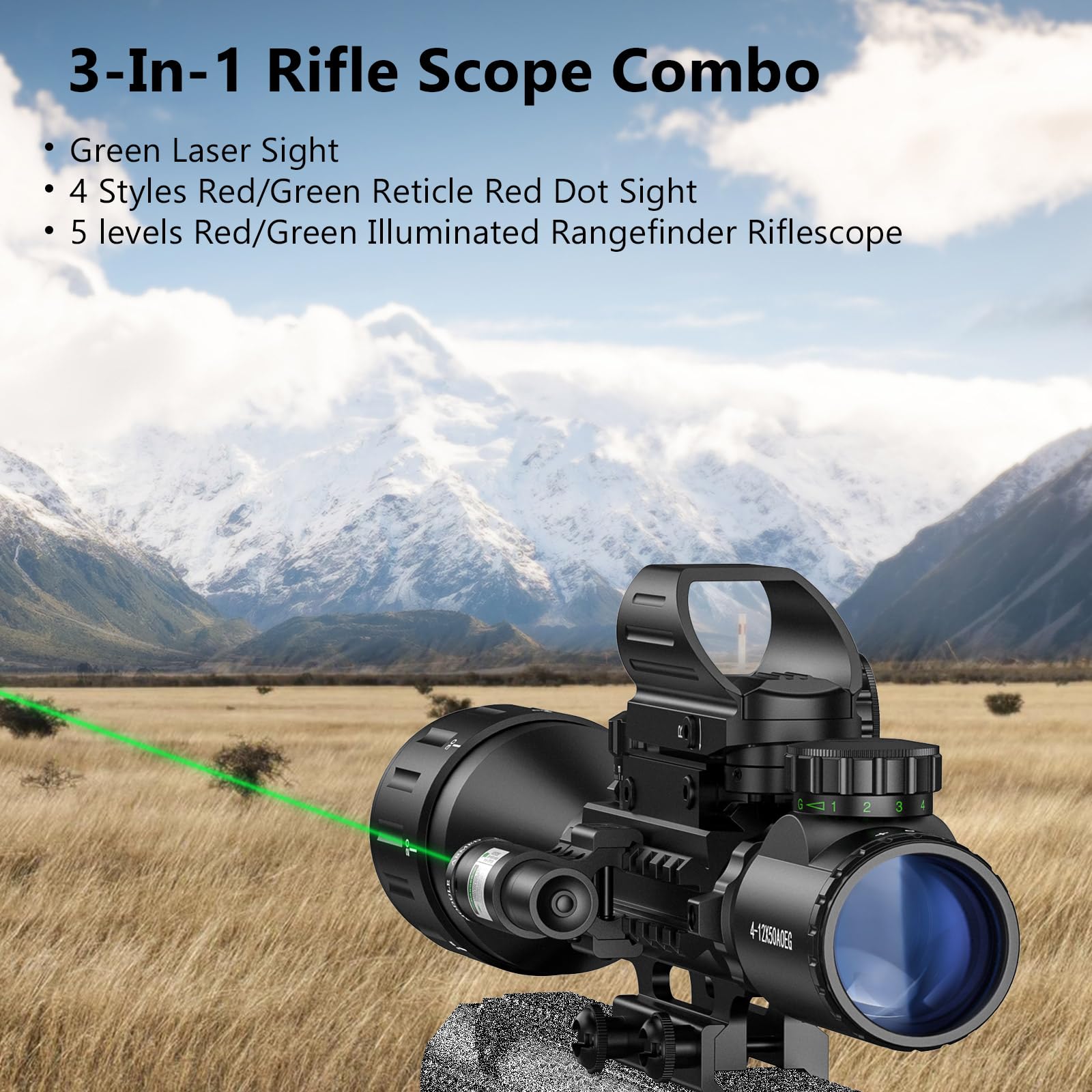 Snapklik.com : 4-12x50 AO Tactical Rifle Scope Dual Illuminated ...