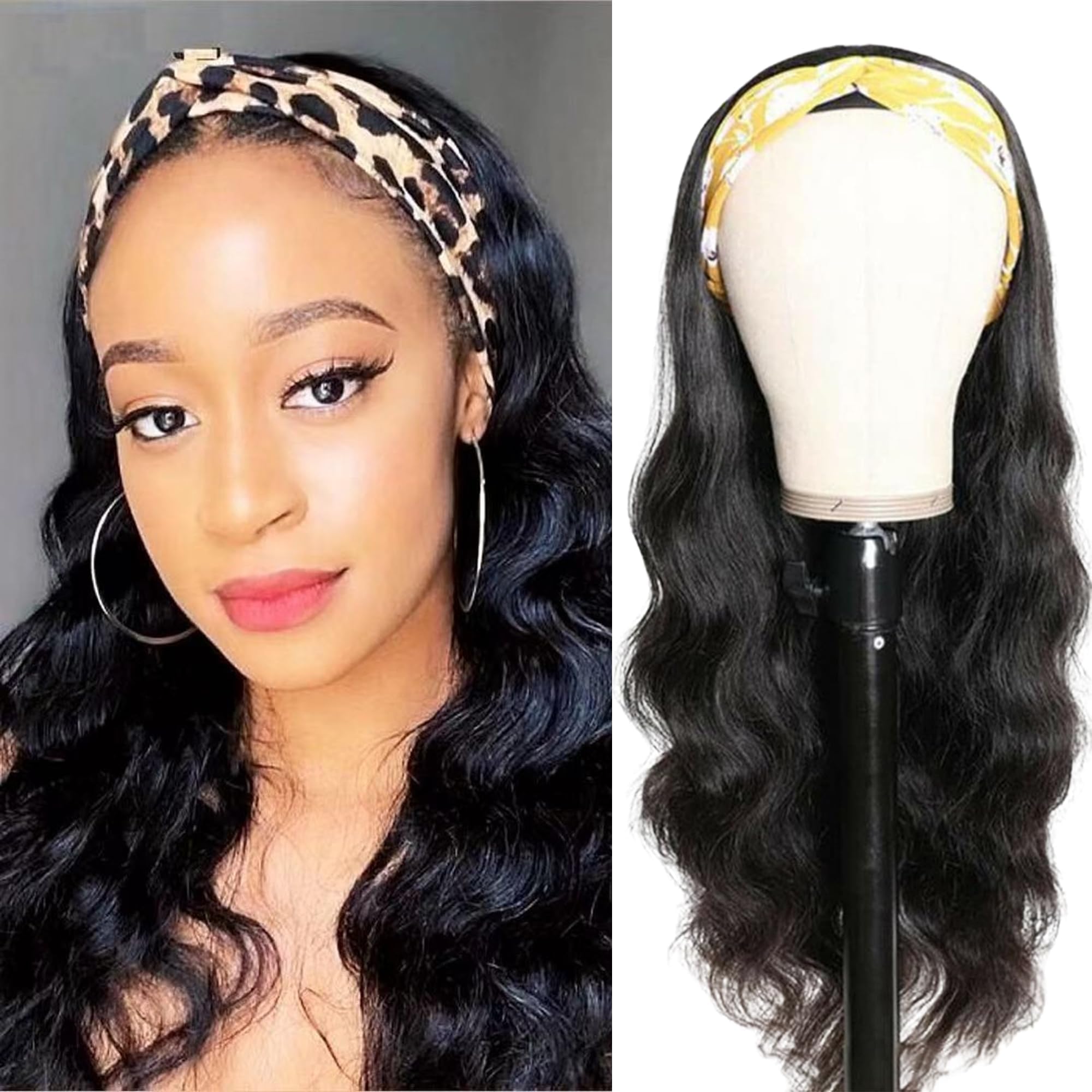 Amazon.com : Headband Wig Deep Curly Wear and Go Glueless Wigs Human ...