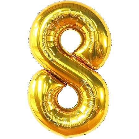 Amazon.com: PartyMart Gold Foil Balloons Number 8, 42 inch : Home & Kitchen