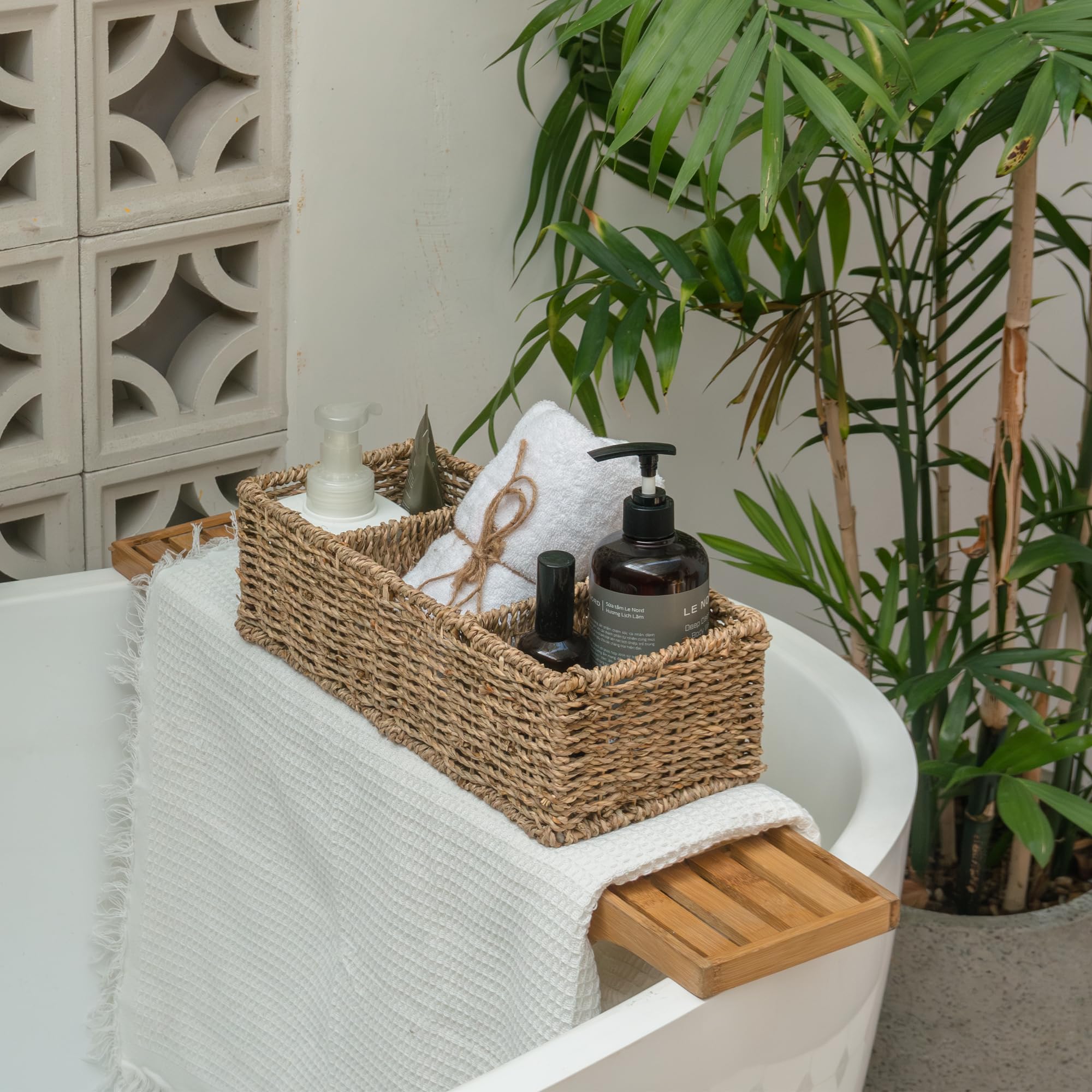 Natural Fiber Baskets 2 Pack Water Hyacinth Tank Topper Baskets - 16x6 ...