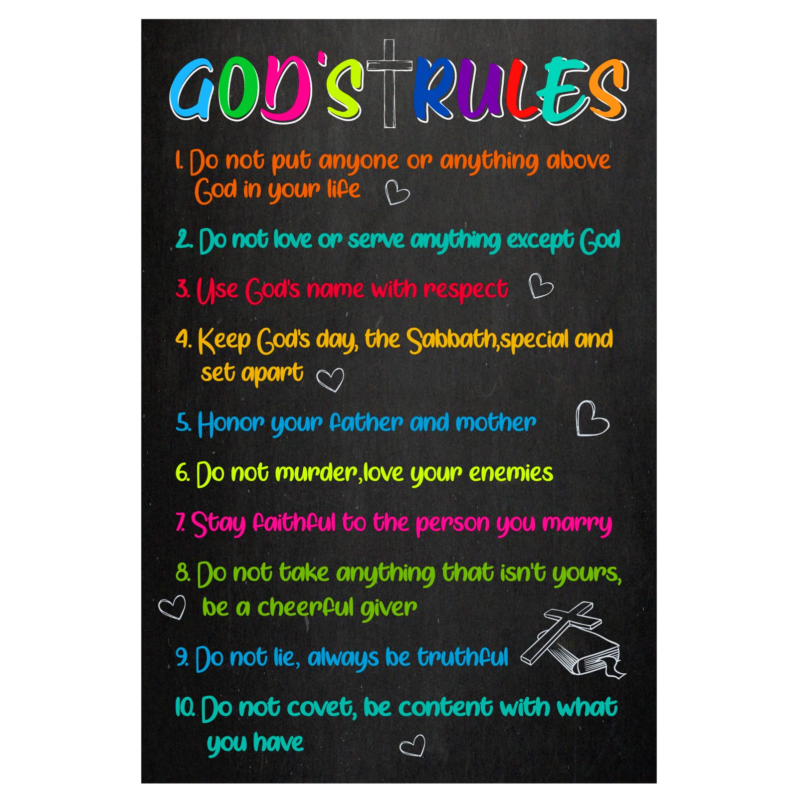 Buy FaCraft Ten Commandments for Kids Children 17.5"x12" God's Rules s ...