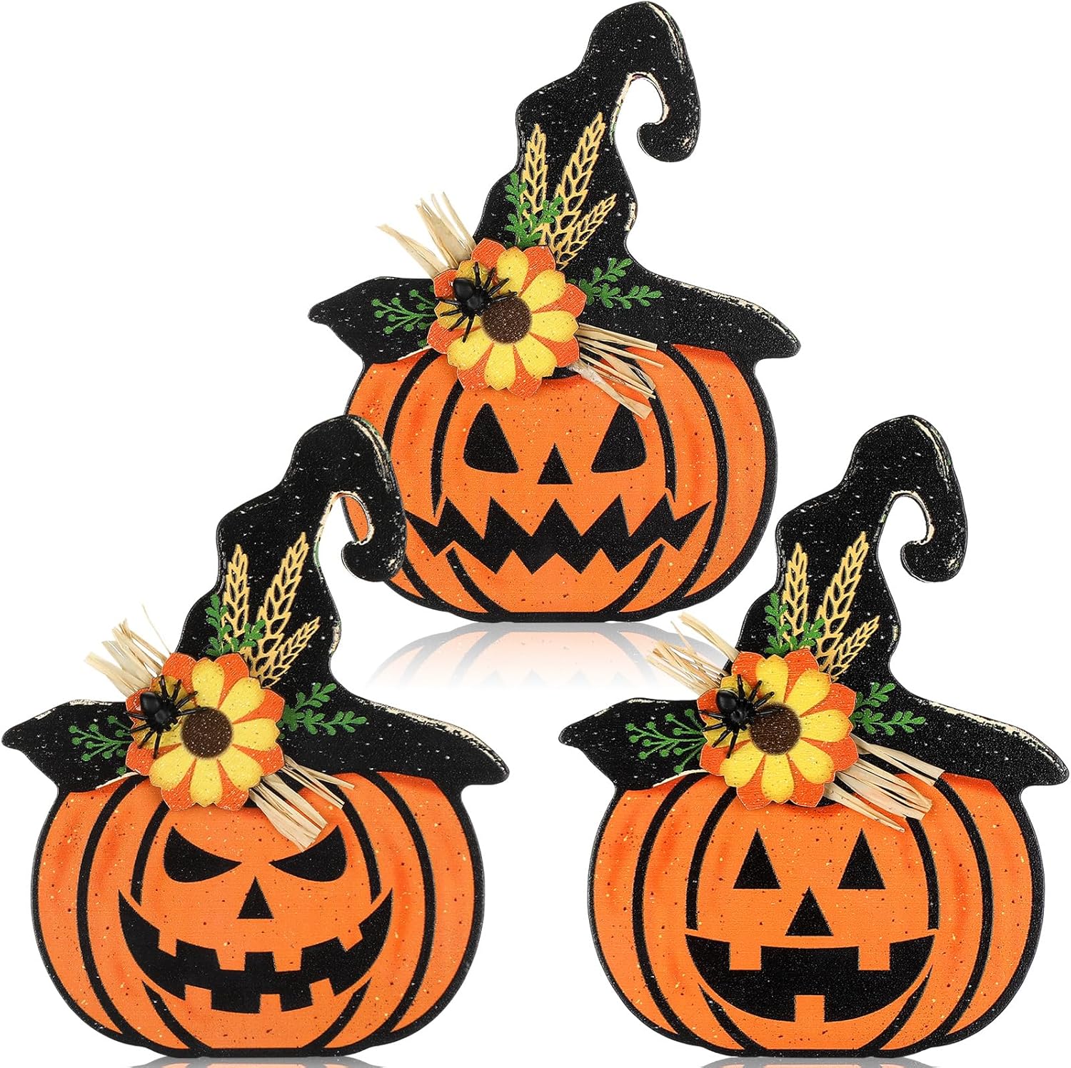 Amazon.com: Redbaker 3 Pieces Halloween Pumpkin Wooden Table Sign ...