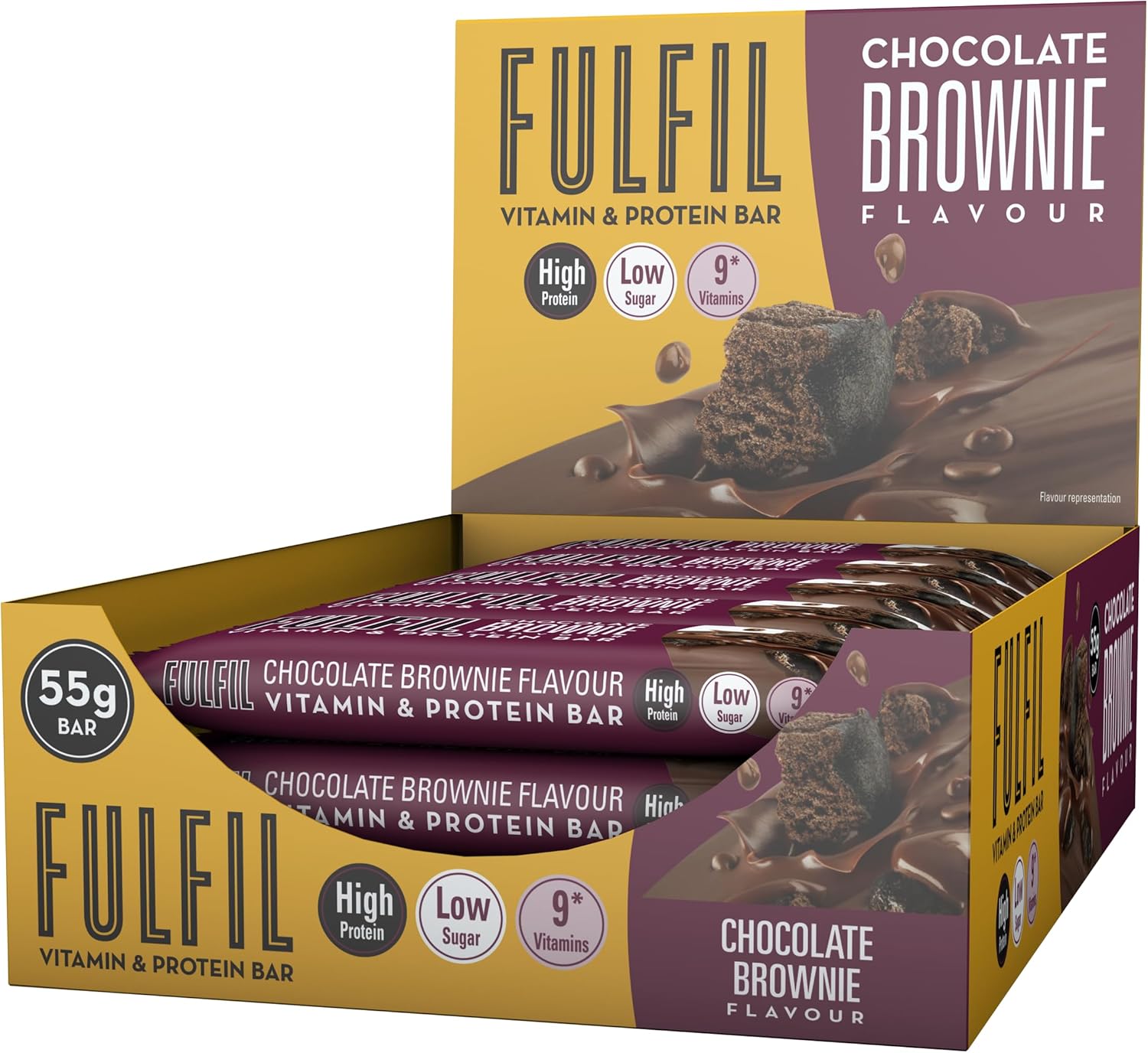 FULFIL Vitamin and Protein Bars (15 x 55 g Bars), Chocolate Brownie ...