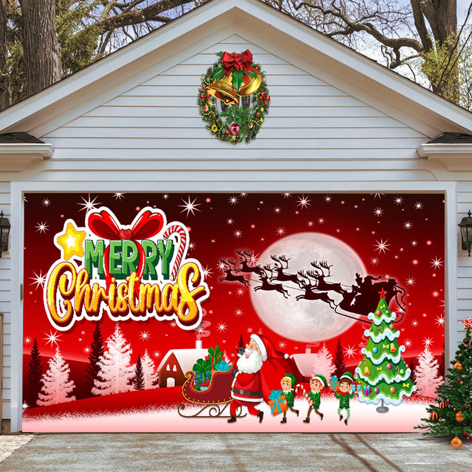 Amazon.com: Clhjinruoliu Christmas Garage Door Cover, Garage Buddy ...