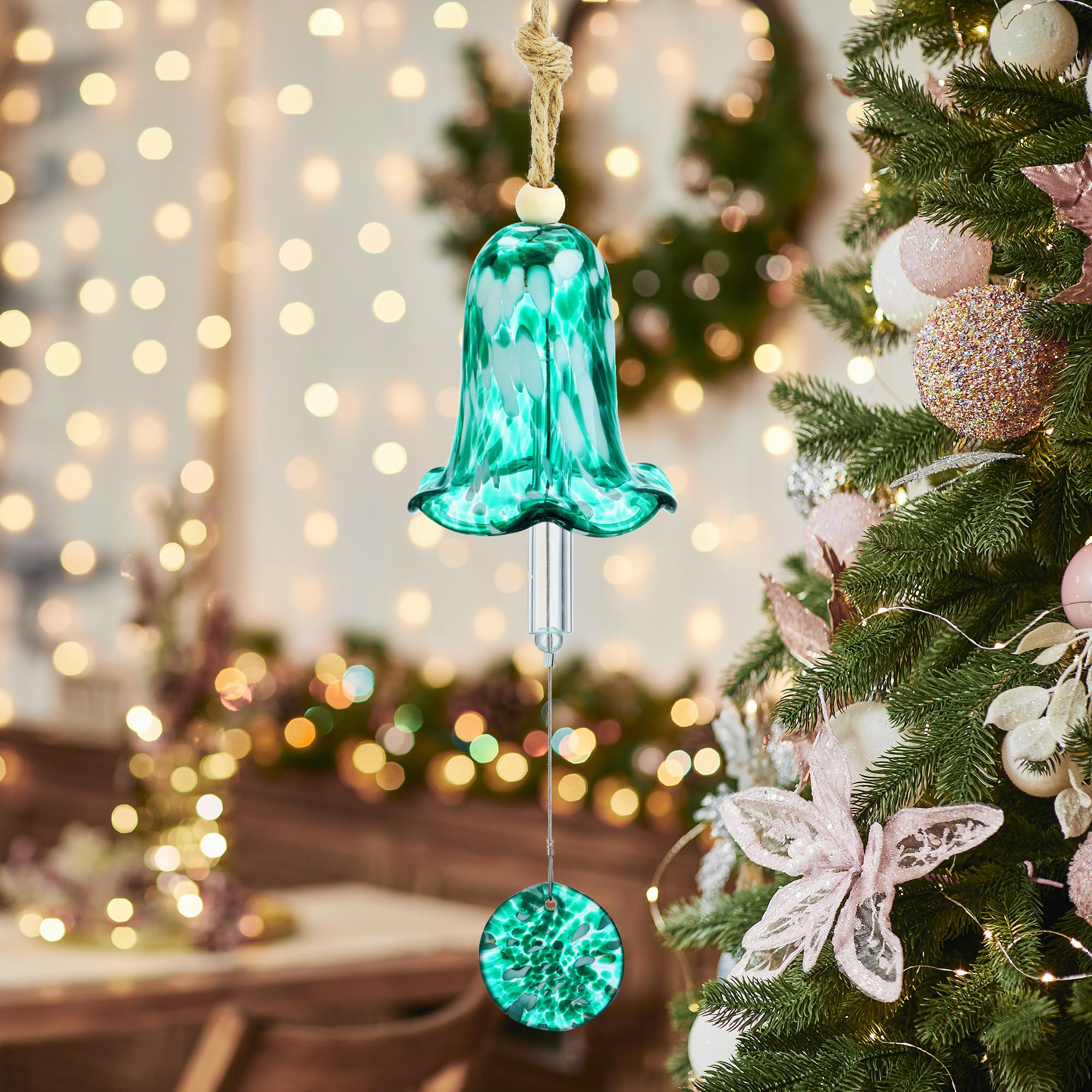 Amazon.com : Art Glass Blown Bell Wind Chime,26 Inches Handcraft Glass ...