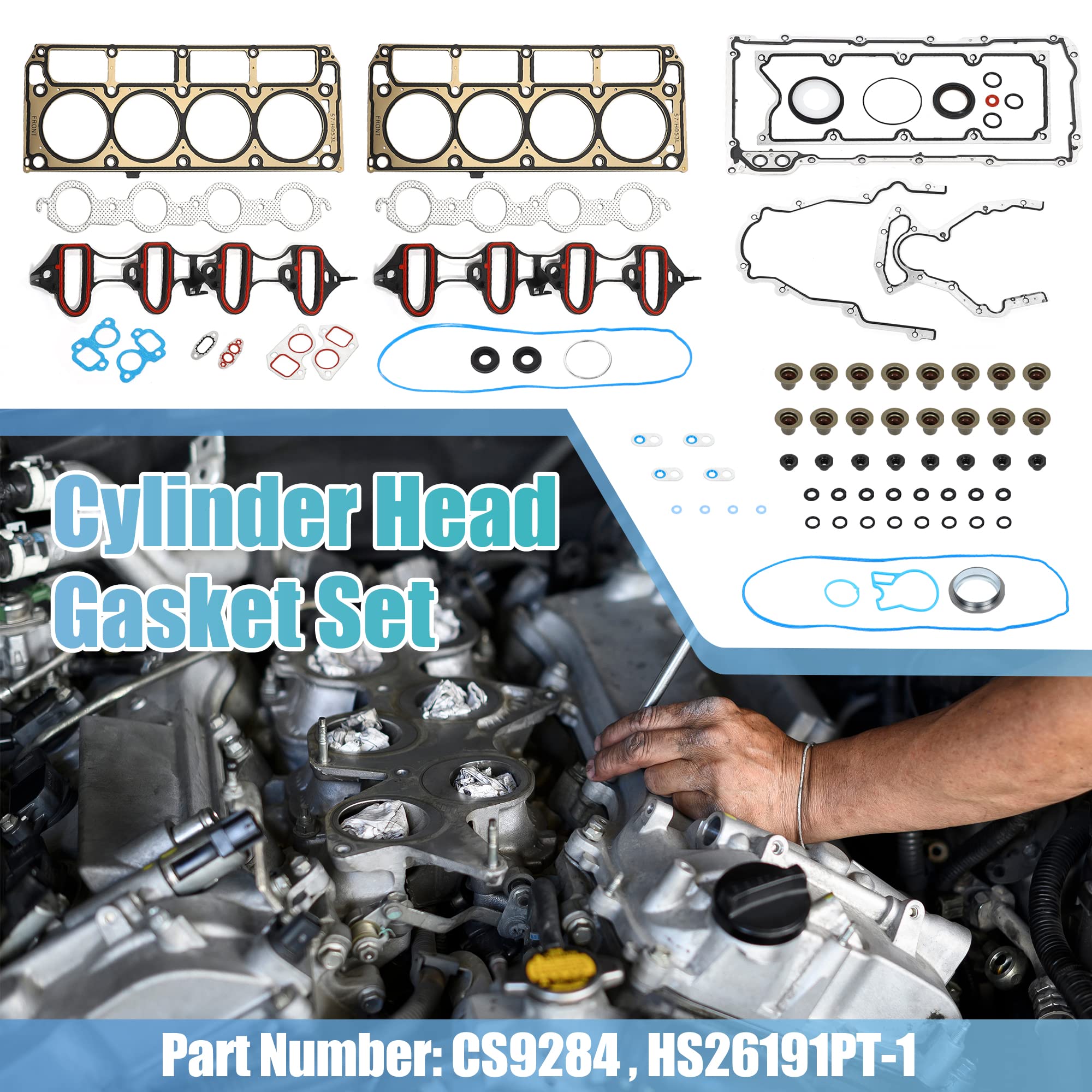 X AUTOHAUX Engine Cylinder Head Gasket Set CS9284 HS9292PT-1 for Chevy ...