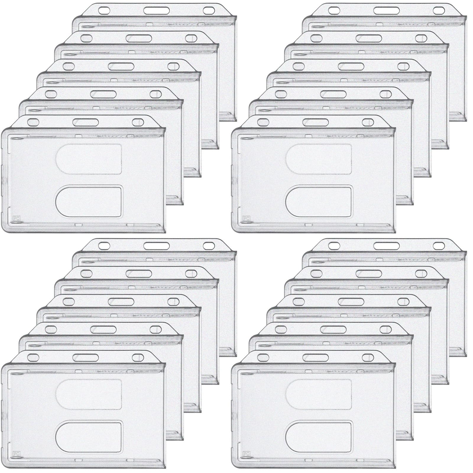 Amazon.com : Zonon 20 Pcs ID Card Holders Clear Plastic Rigid Name ...