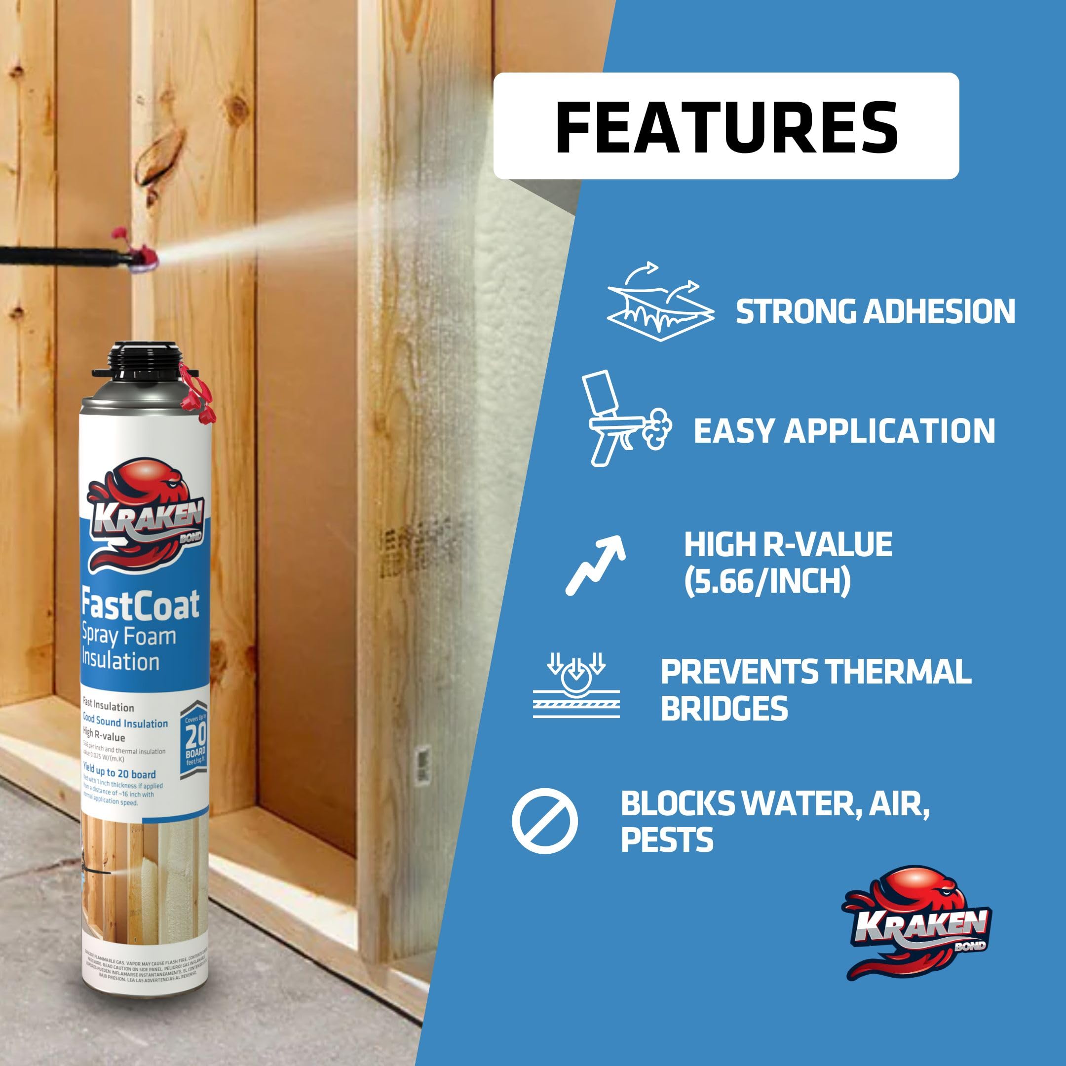 Snapklik.com : Kraken Bond Fastcoat Fire Rated Spray Foam Insulation