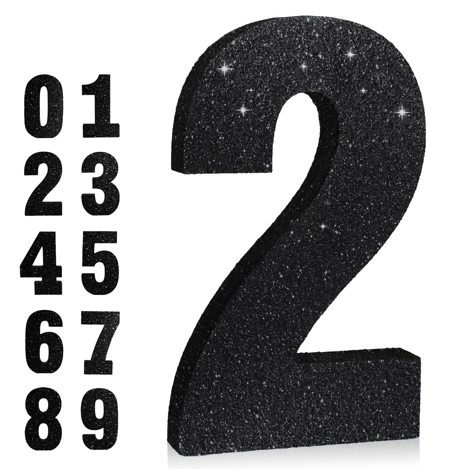 Amazon.com: TONIFUL 7.8 Inch Black Glitter Number 2 Table Centerpiece 0 ...