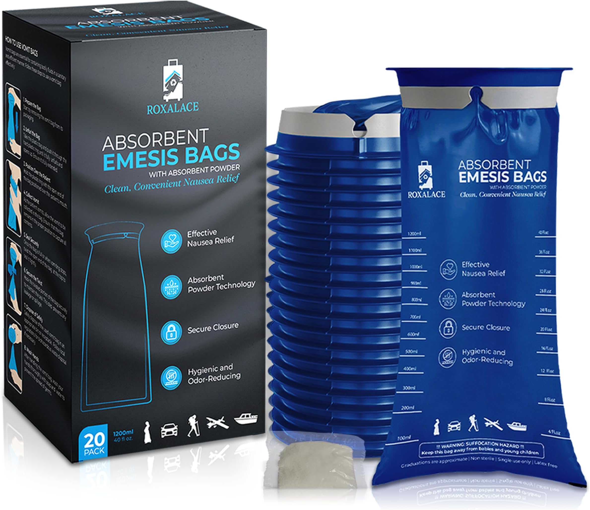 Amazon.com: Medi Grade Absorbent Vomit Bags Disposable for Adults and ...
