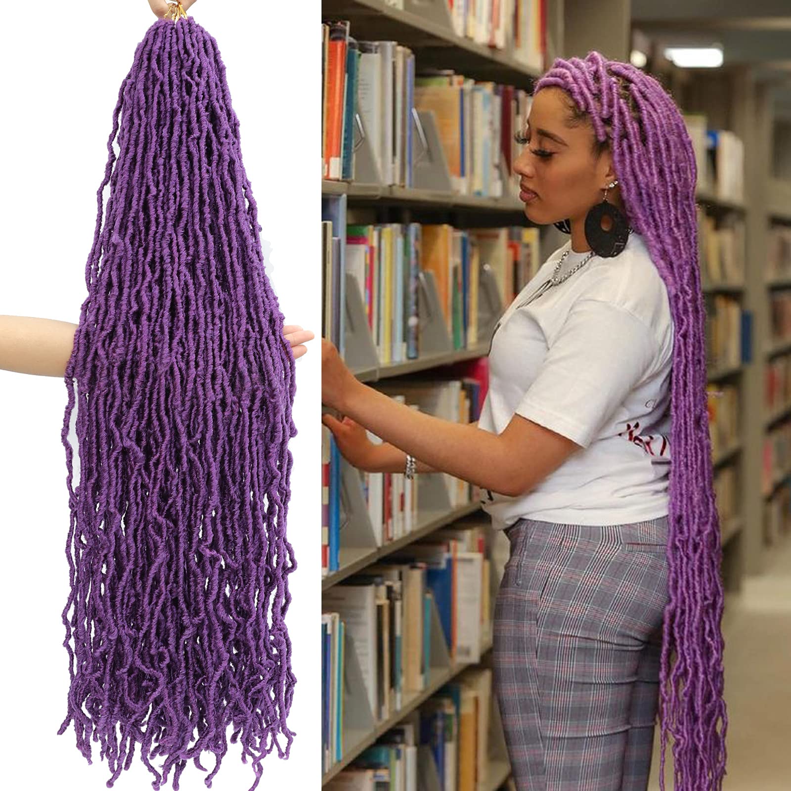Purple New Faux Locs Crochet Hair 36inch Ombre Pre Looped | Desertcart GB