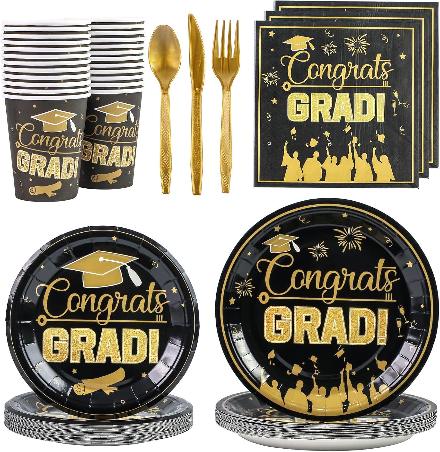 KFJBPB Graduation Party Supplies, Congrats Grad Dinnerware Set ...