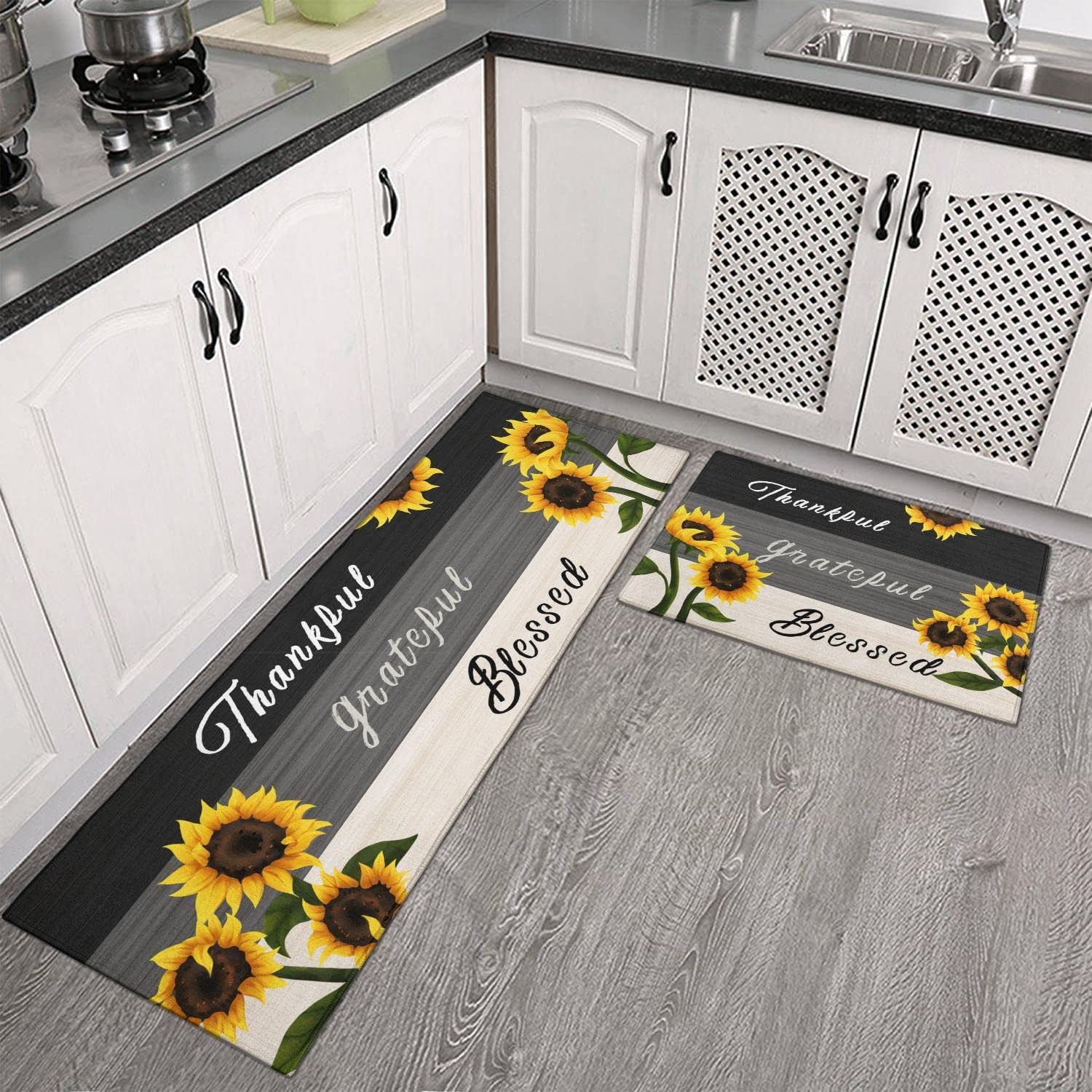 Amazon.com: wuvutu Sunflower Mat Set of 2, Sunflower Decor Rugs for ...