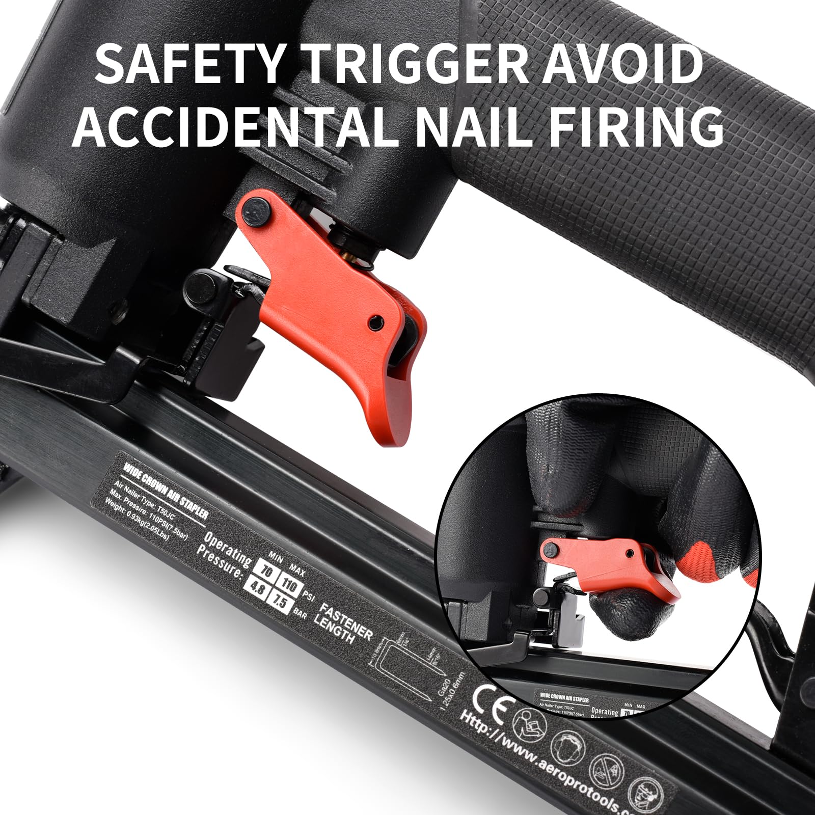 Snapklik.com : AEROPRO Tools T50JC 20 Gauge Crown Air Stapler Pneumatic ...