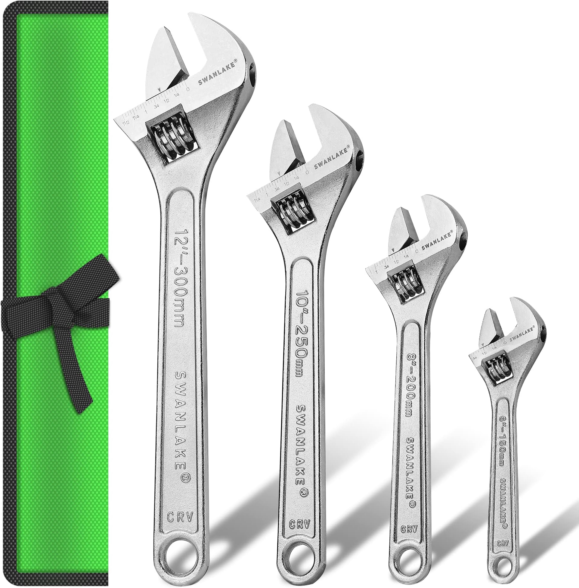 SWANLAKE 4-Piece Adjustable Wrench Set, CR-V Steel, Wrenches Set(6-inch ...