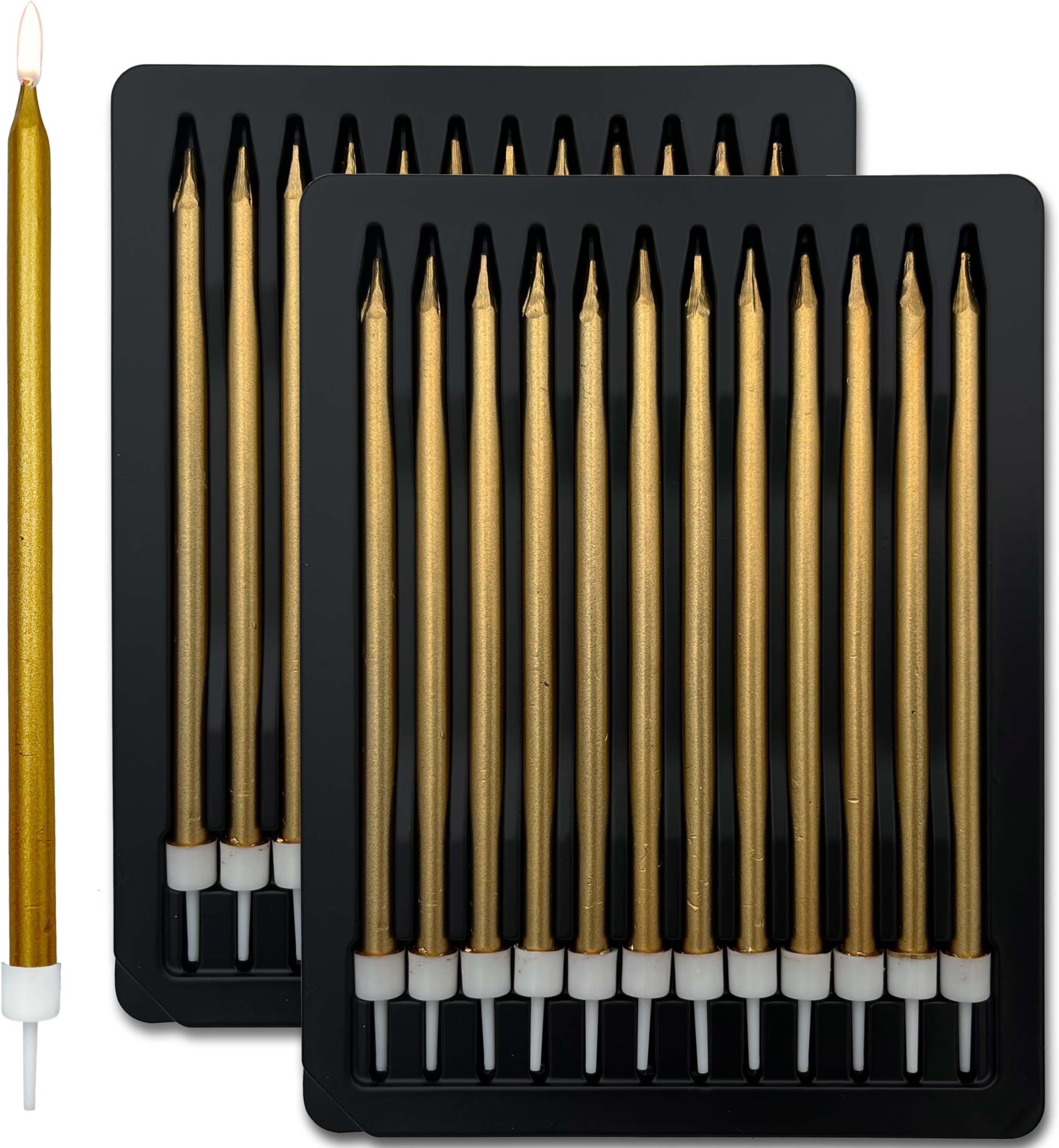 24 pcs 13CM/5.1 inches Long Tall Gold Birthday Candles for Cake is ...